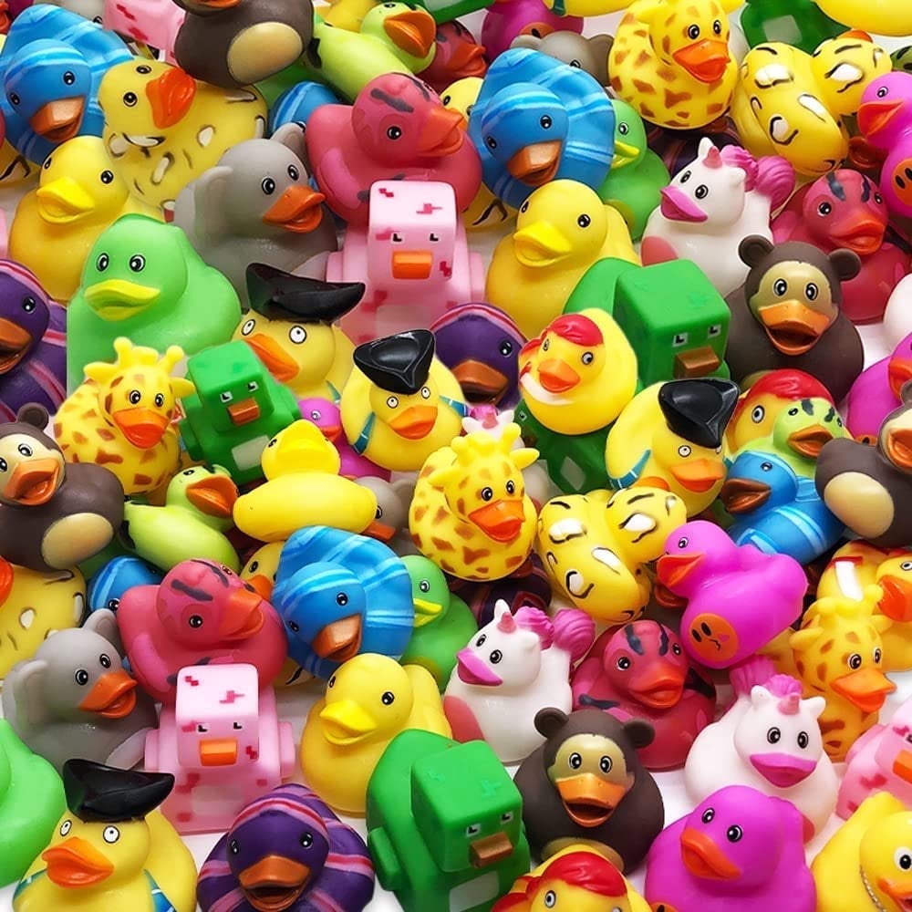 ArtCreativity Bulk Assortment of 50 Variety Mini Plastic Rubber Ducks ...