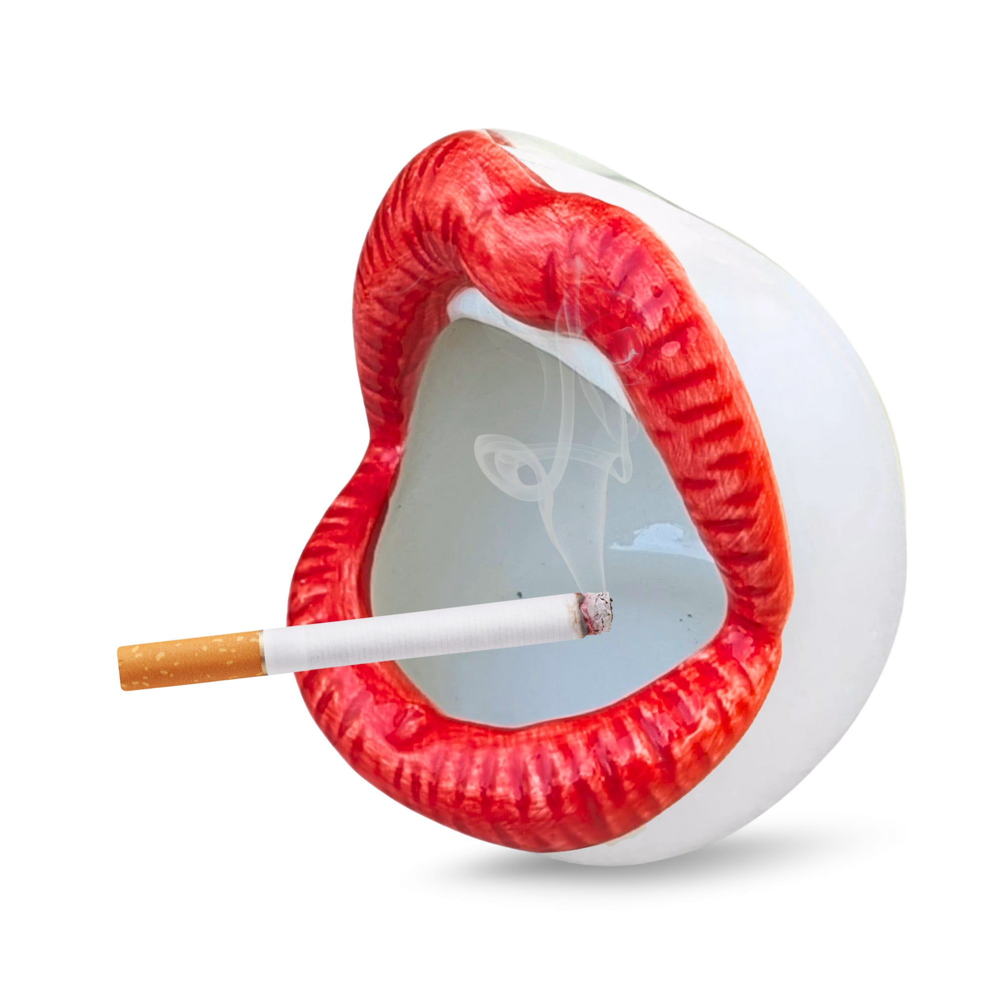 Red Lips Ceramic Ashtray with Cigarette Slot – Bold Pop Art Gift ...