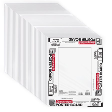 E-CLIPS USA White Poster Board 11”x14” Poster Board for Presentations ...