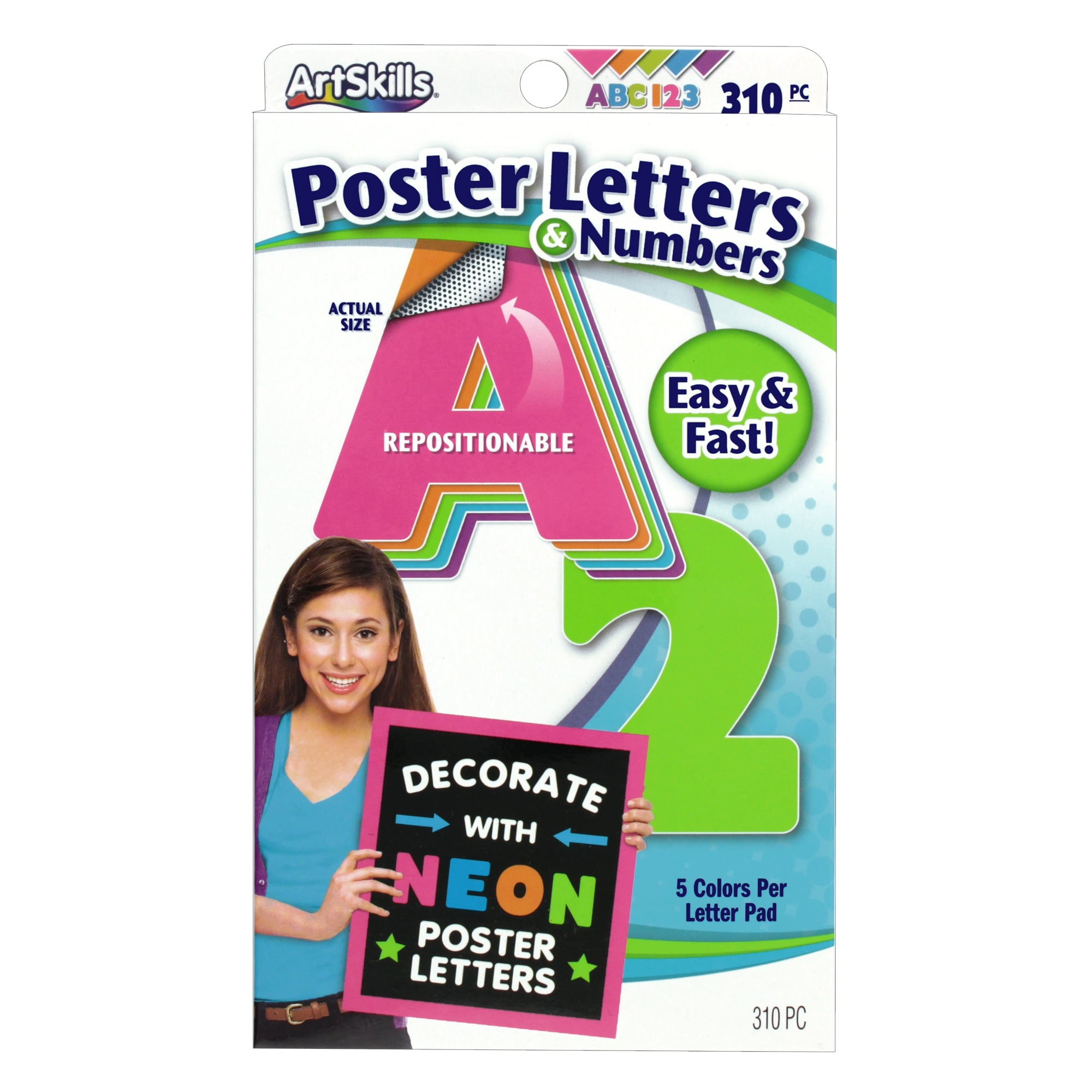 ArtSkills 2.5" Paper Letters and Numbers for Poster Boards, Kids School and Craft Projects, Neon ...