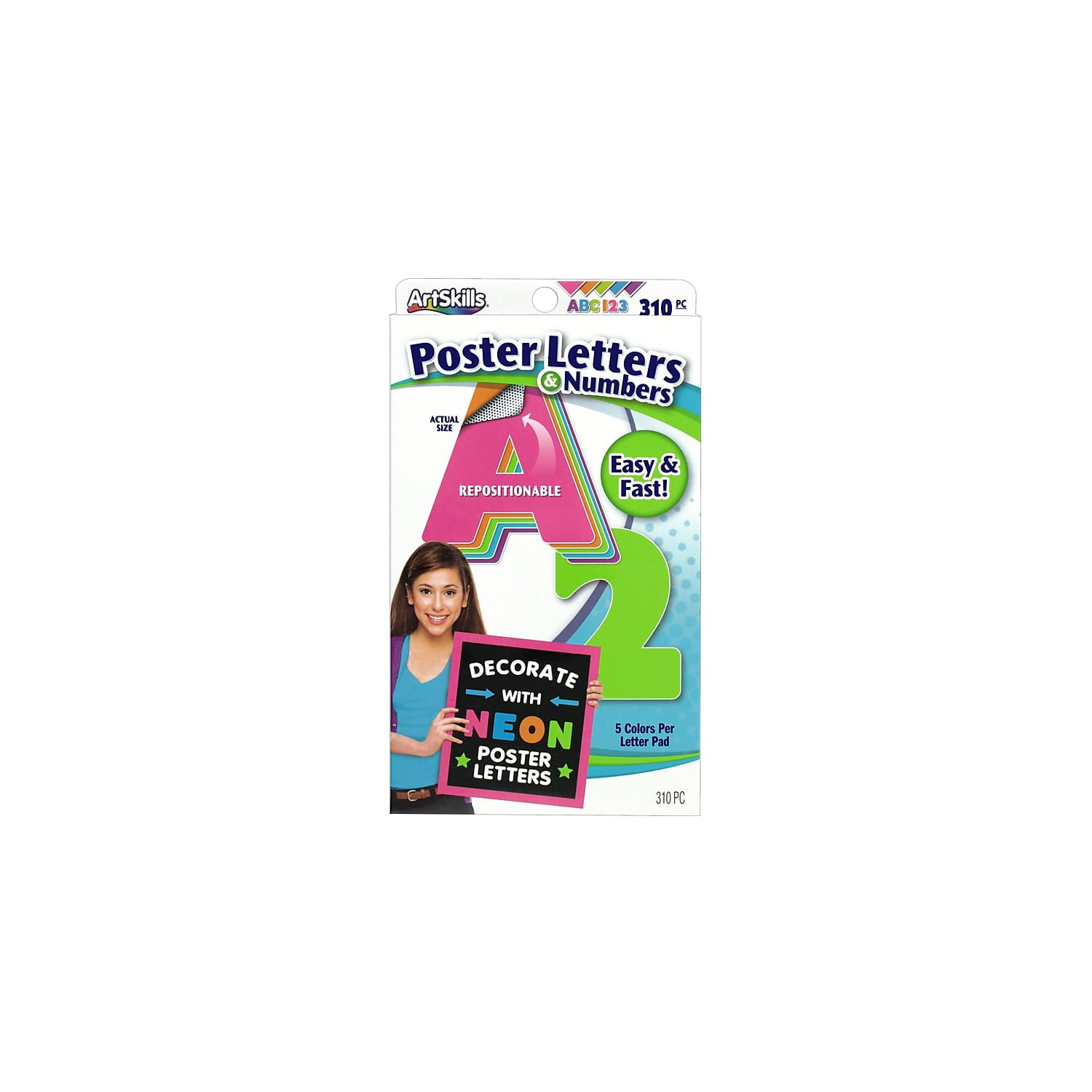 ArtSkills 2.5" Paper Letters and Numbers for Poster Boards, Kids School and Craft Projects, Neon ...