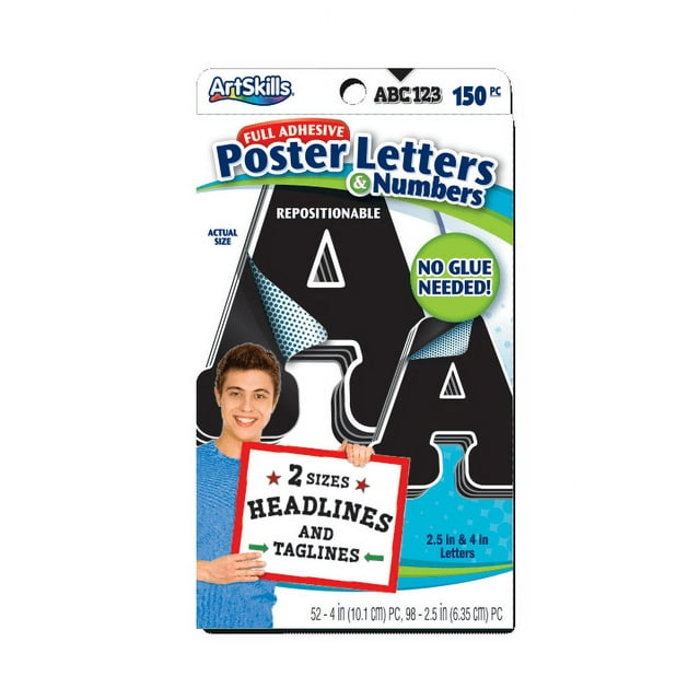 ArtSkills 2.5" and 4" Black and White Paper Letter and Number Stickers, 310Pc - Walmart.com