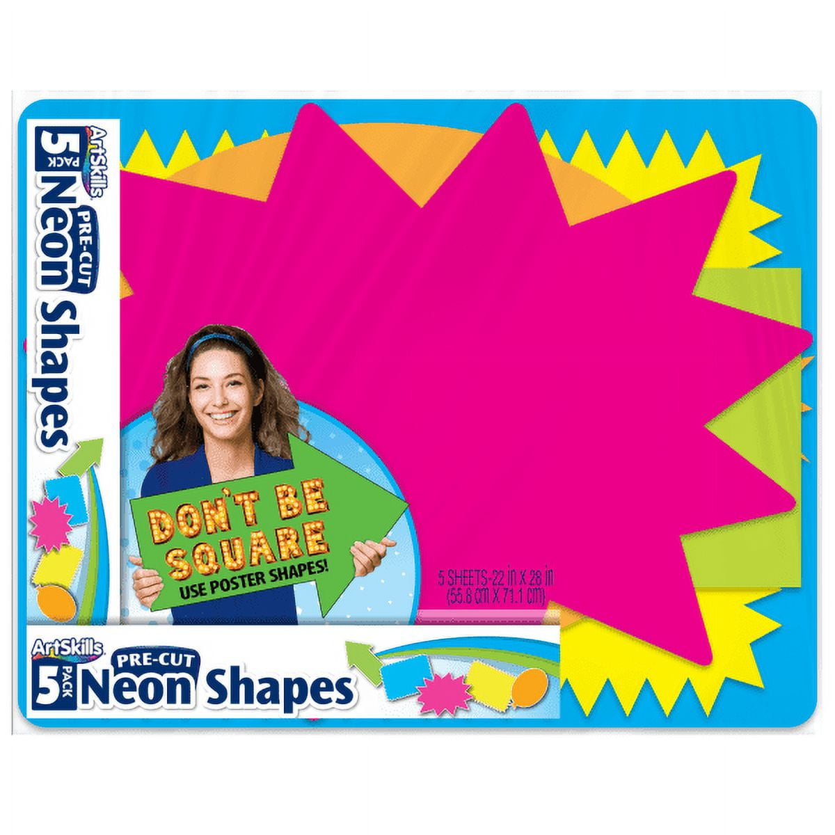 ArtSkills 22in. x 28in. 5 Pack Pre-Cut Neon Shapes - Walmart.com