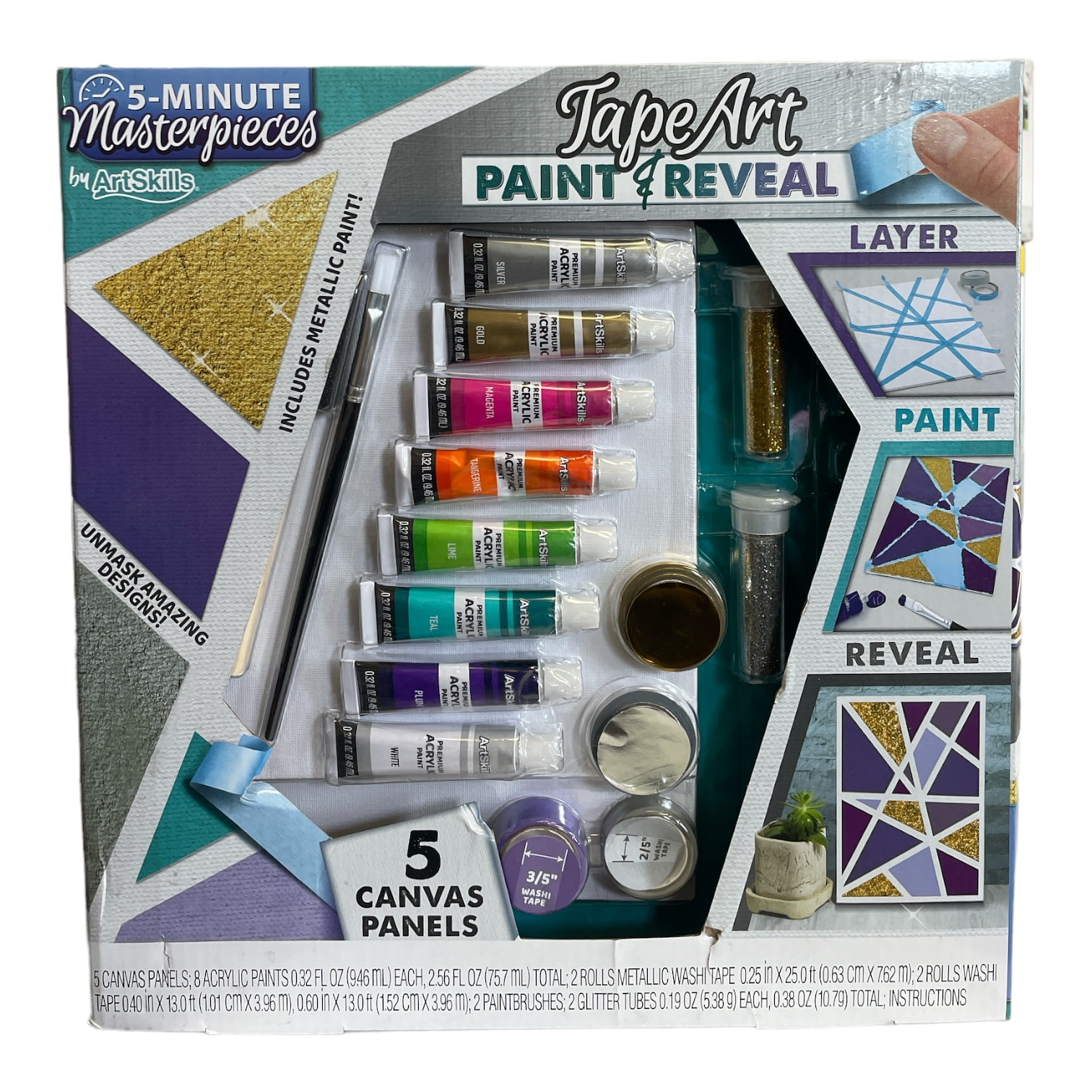 ArtSkills 5-Minute Masterpiece Tape Painting, Acrylic Paint and Reveal ...