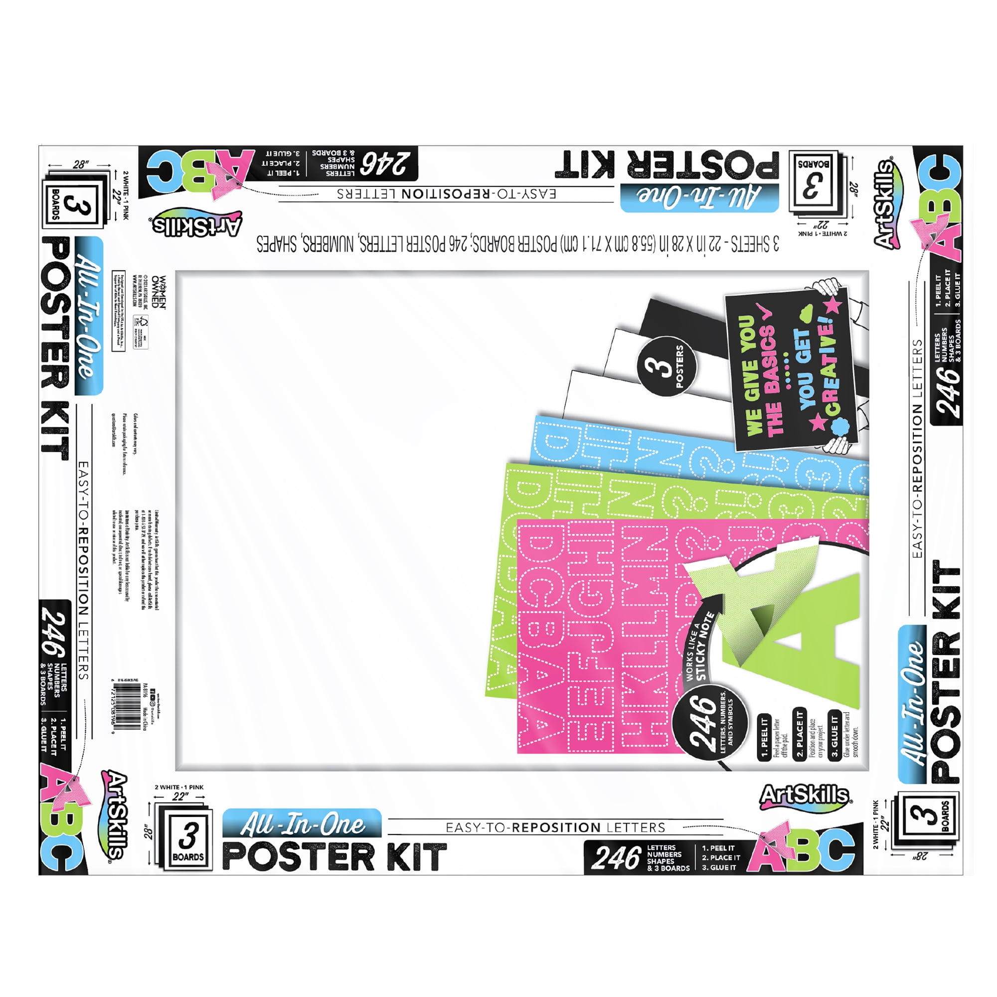 ArtSkills Poster Kit for Kids Adults Includes 3 Poster Boards and Over ...