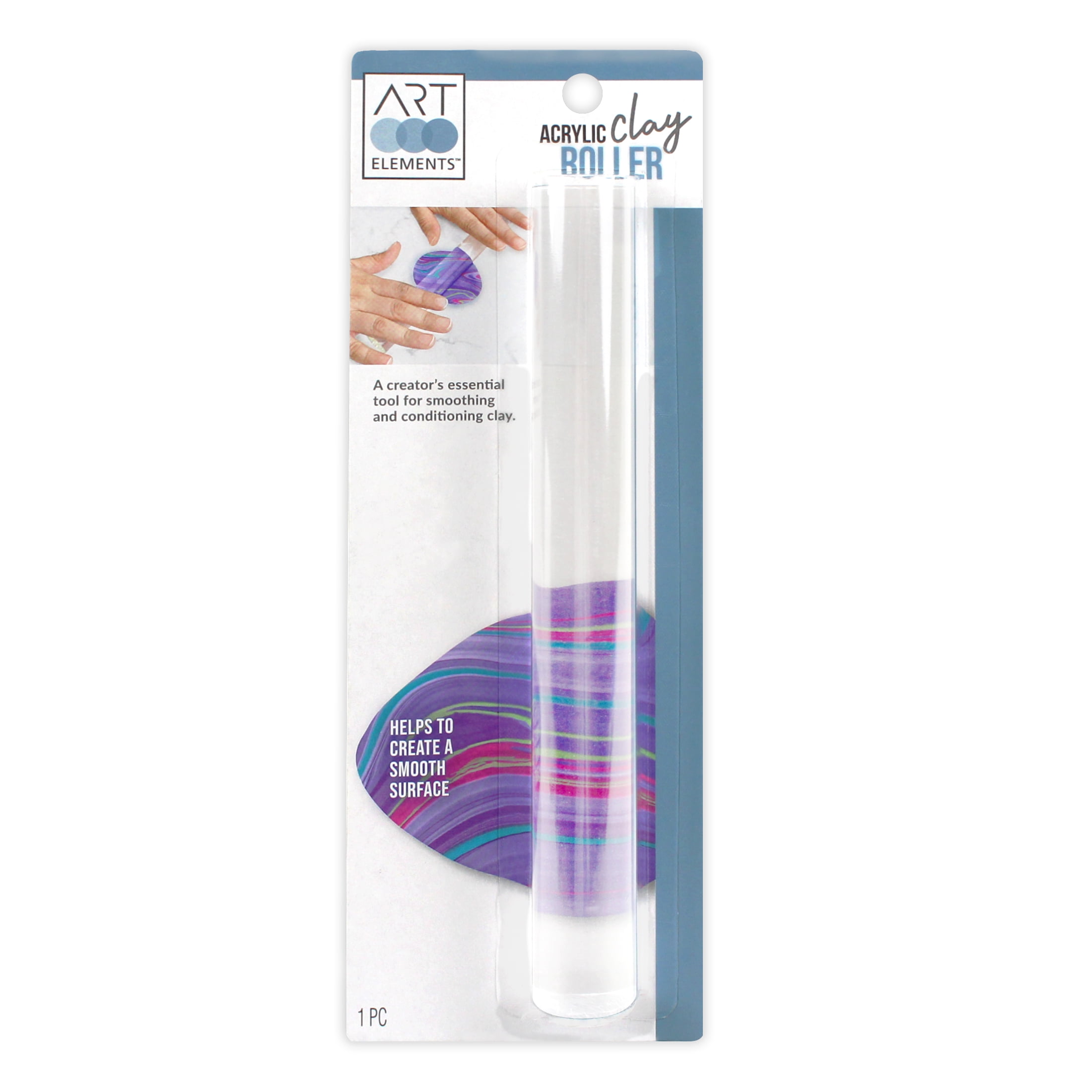 ArtSkills Art Elements Acrylic Clay Roller, 8 inch, Clear Clay Rolling ...