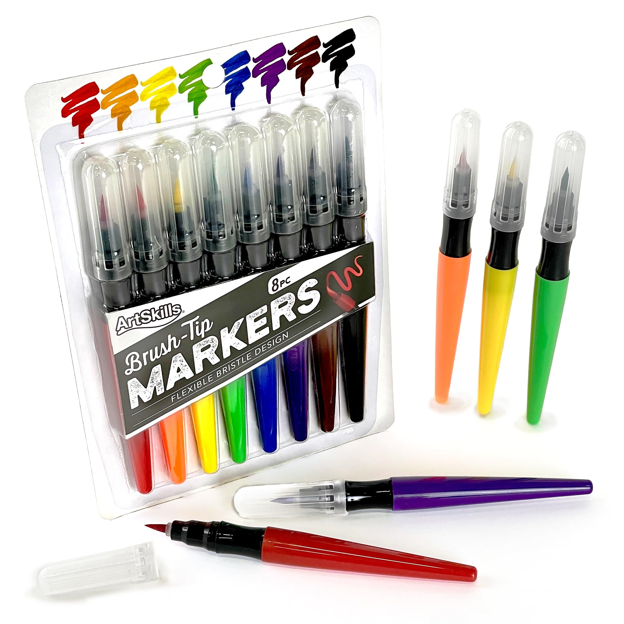 ArtSkills Brush Tip Markers - Flexible Paint Brush Markers for ...