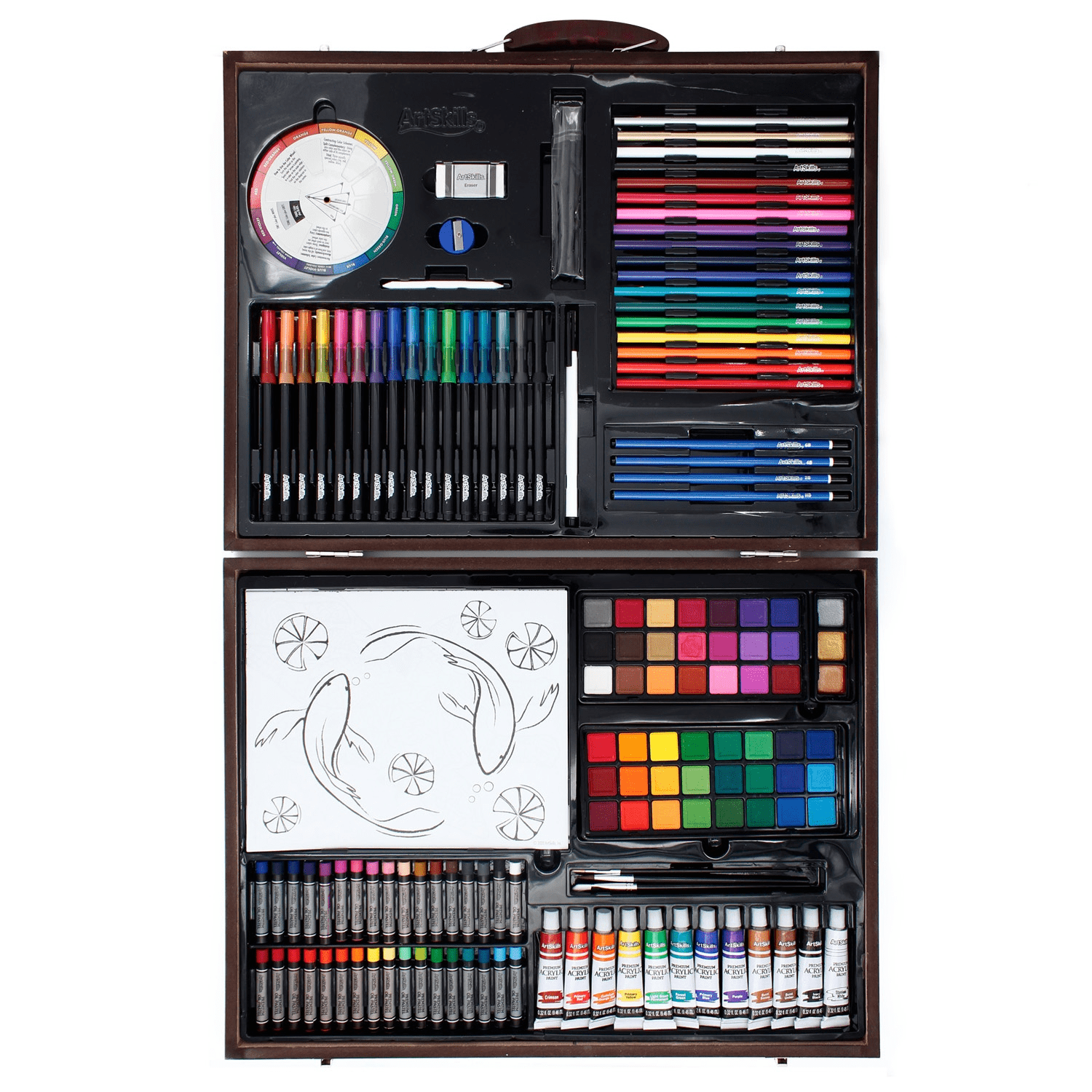 ArtSkills Complete Painting & Drawing Art Set, 203 Pieces, Wooden Case ...