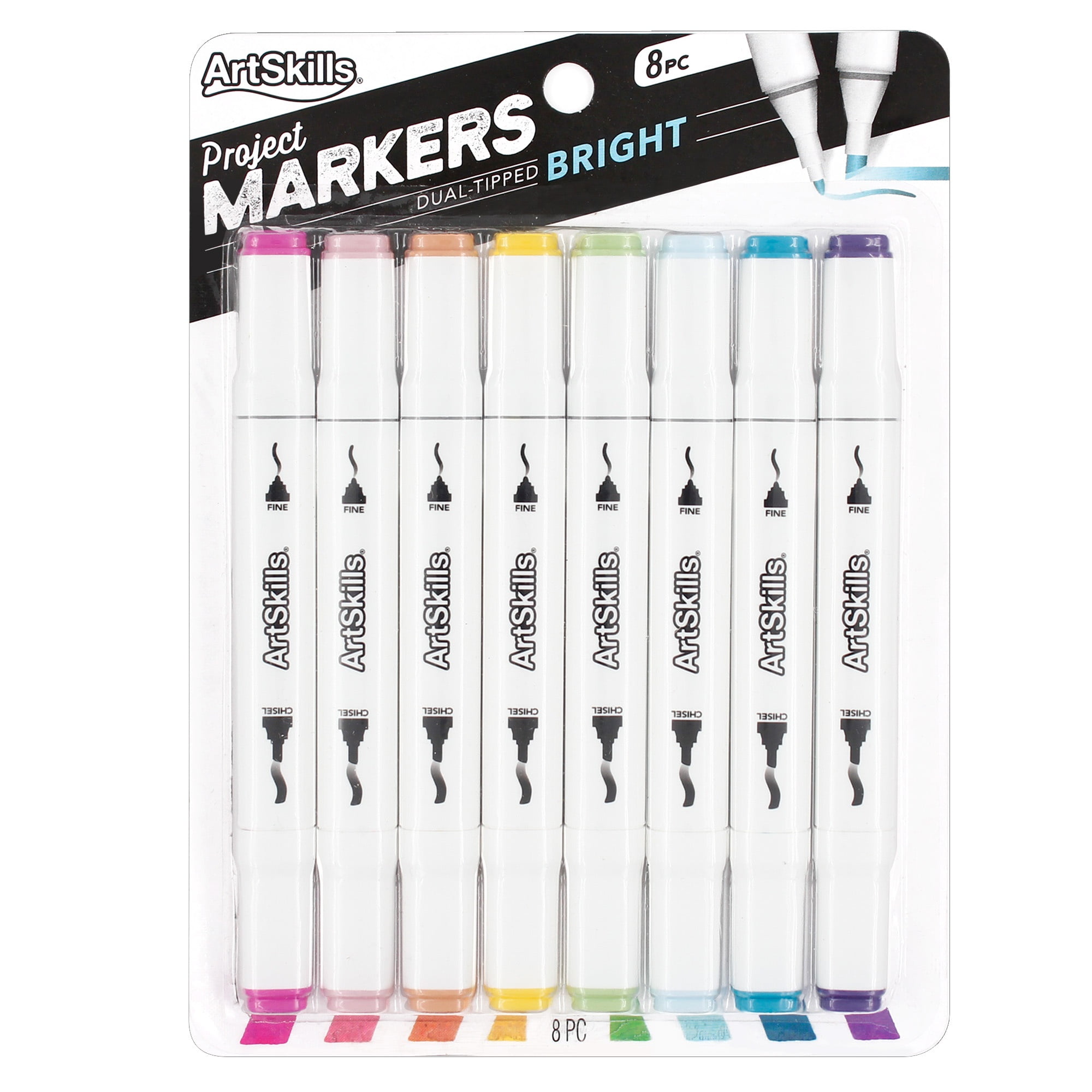 ArtSkills Dual Tip Permanent Markers for Arts and Crafts, 8 Art Markers ...