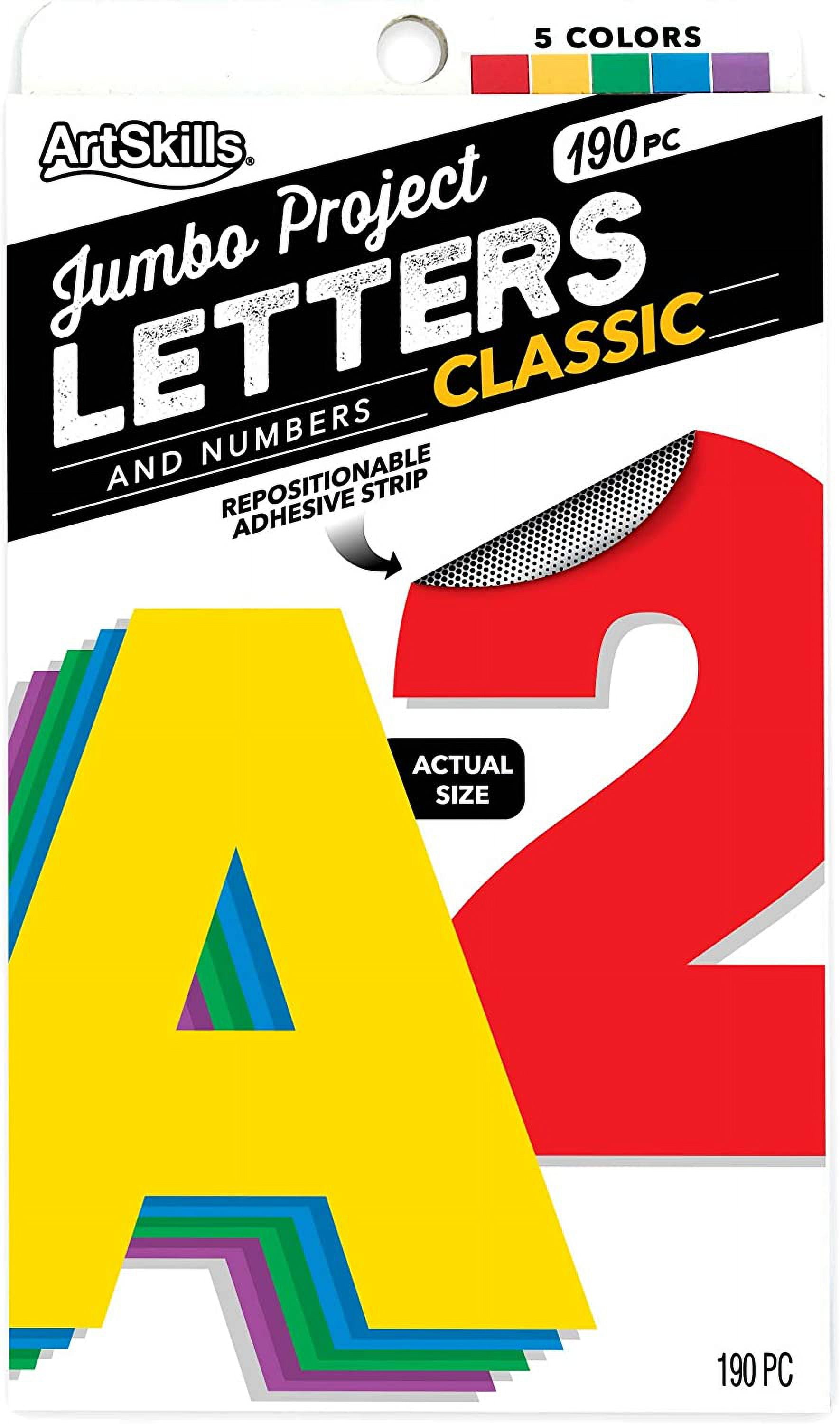 ArtSkills Jumbo 4" Sticky Primary Color Poster Letters and Numbers, 190 Pieces Classic Primary 4 ...