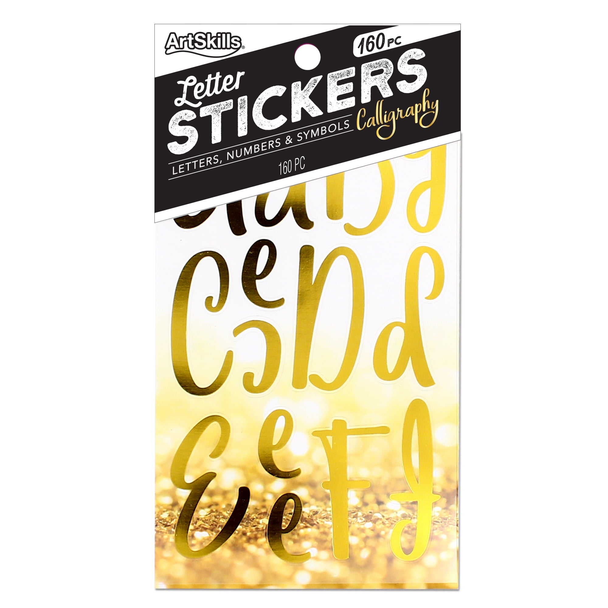 ArtSkills Letter and Number Alphabet Stickers, 2" and 1" Gold ...