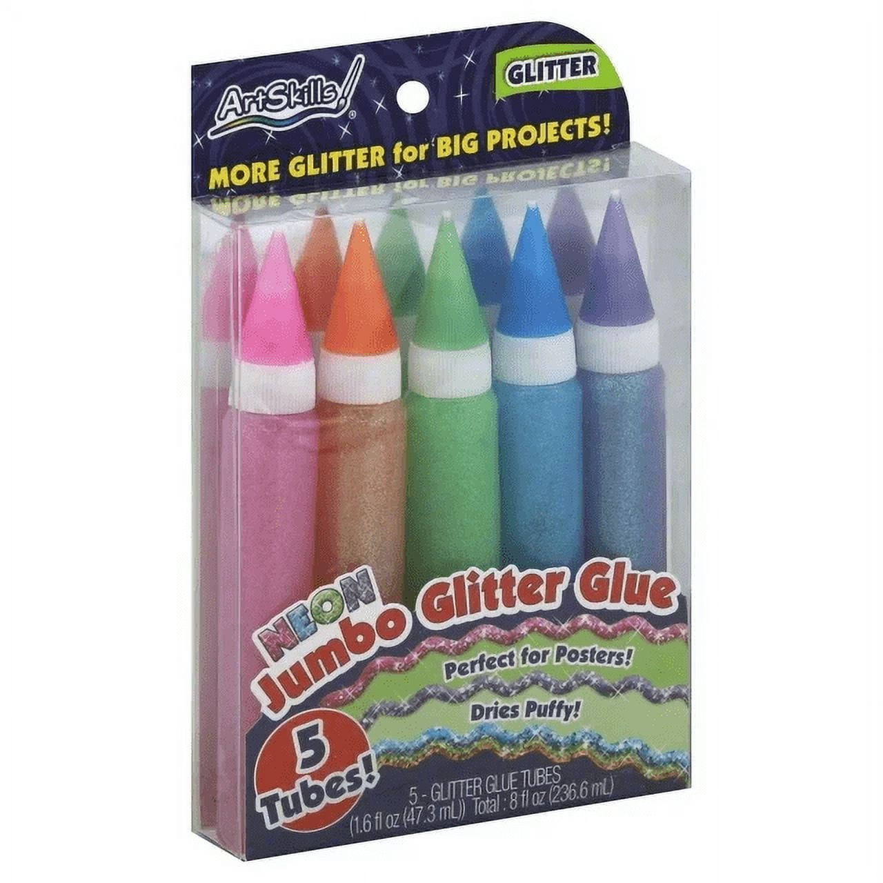 ArtSkills Jumbo Rainbow Puffy Neon Glitter Glue Pens, 5 Colors ...