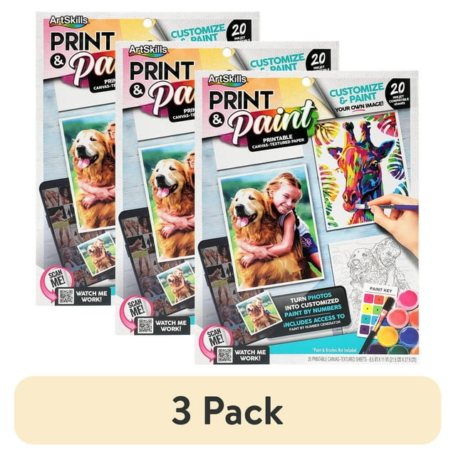 (3 pack) ArtSkills Print and Paint Canvas Printer Paper for Custom ...