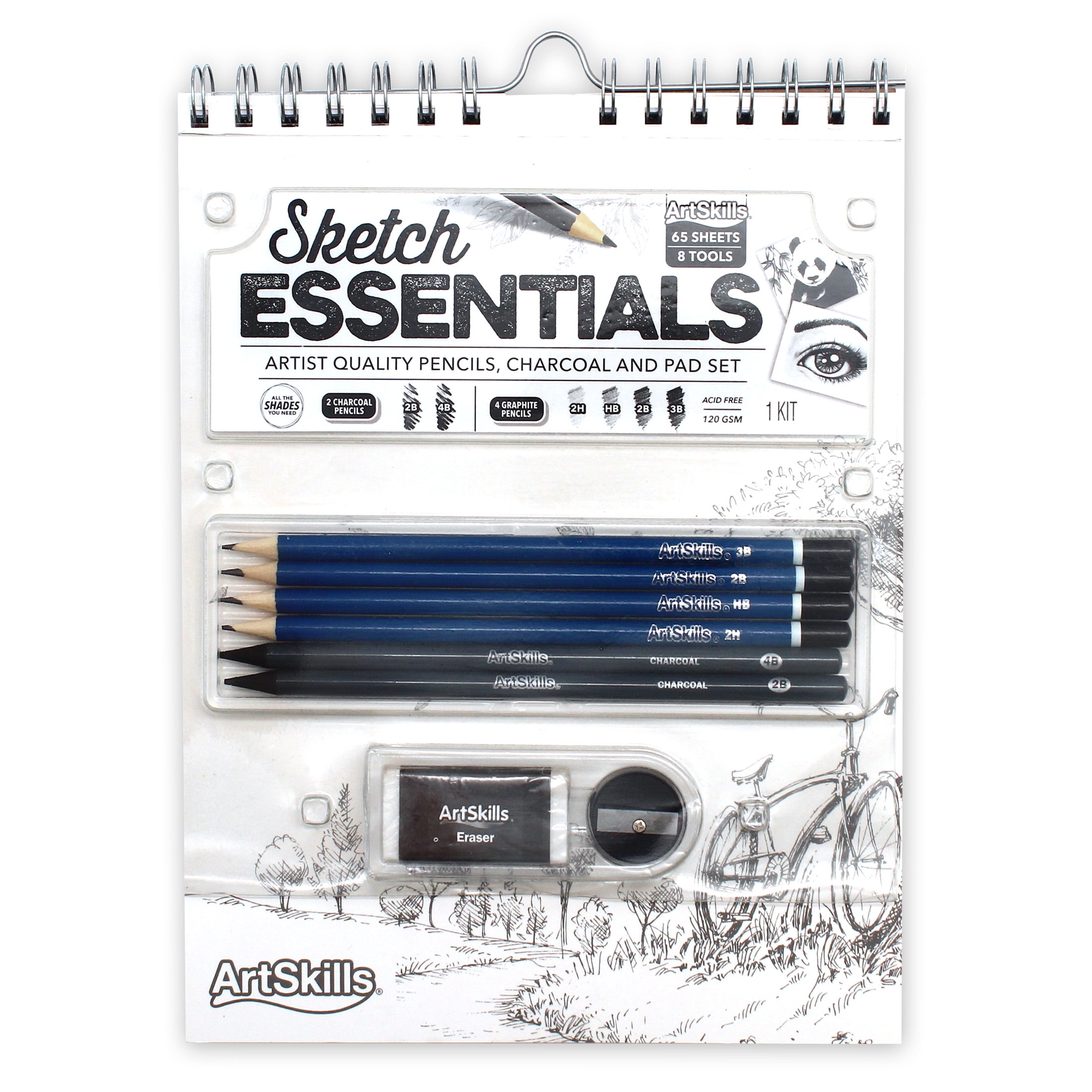 ArtSkills Sketch Essentials, Sketchbook, Pencils, & Charcoal Art Kit ...