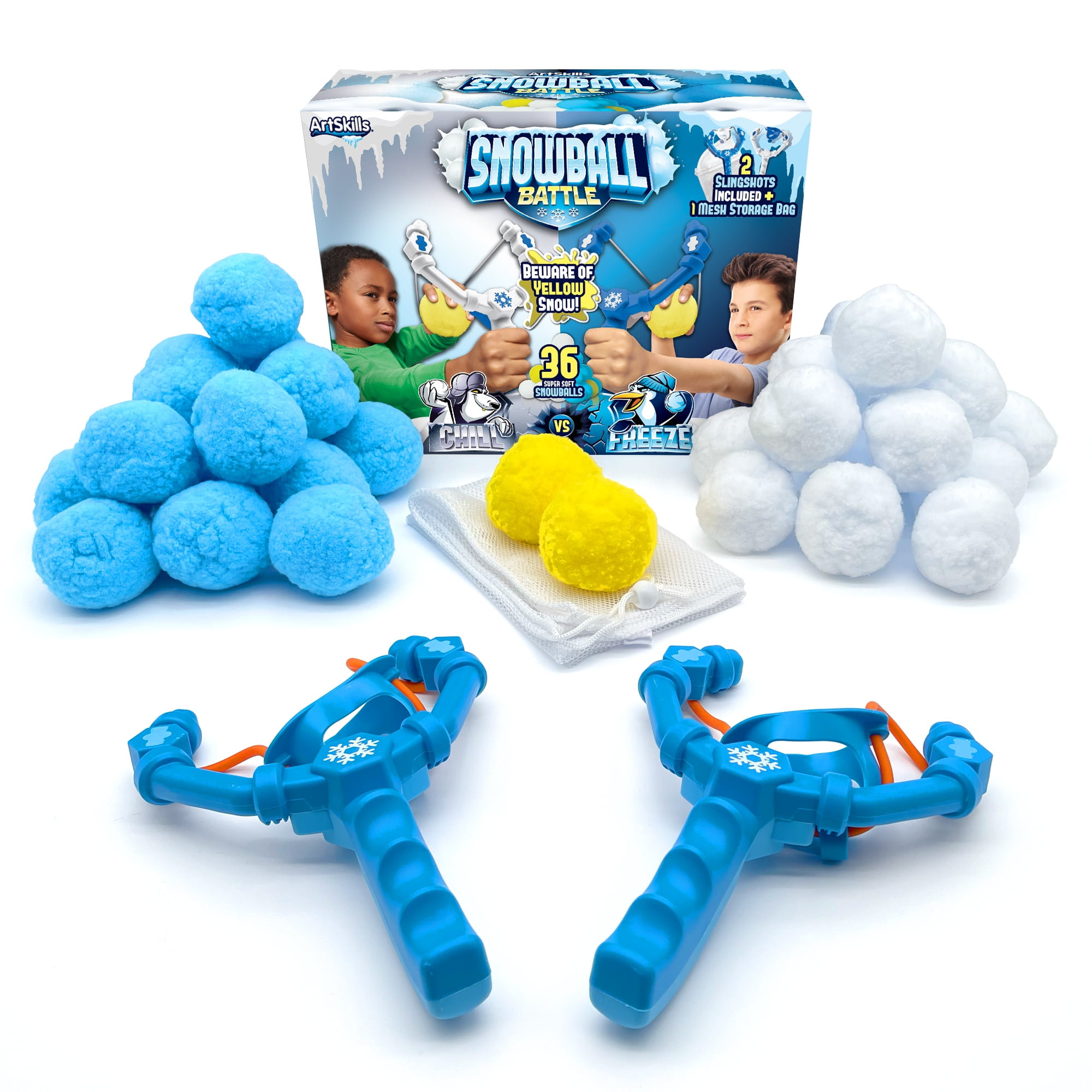 ArtSkills Snowball Battle, Indoor Snowball Fight Set with 36 Fake ...