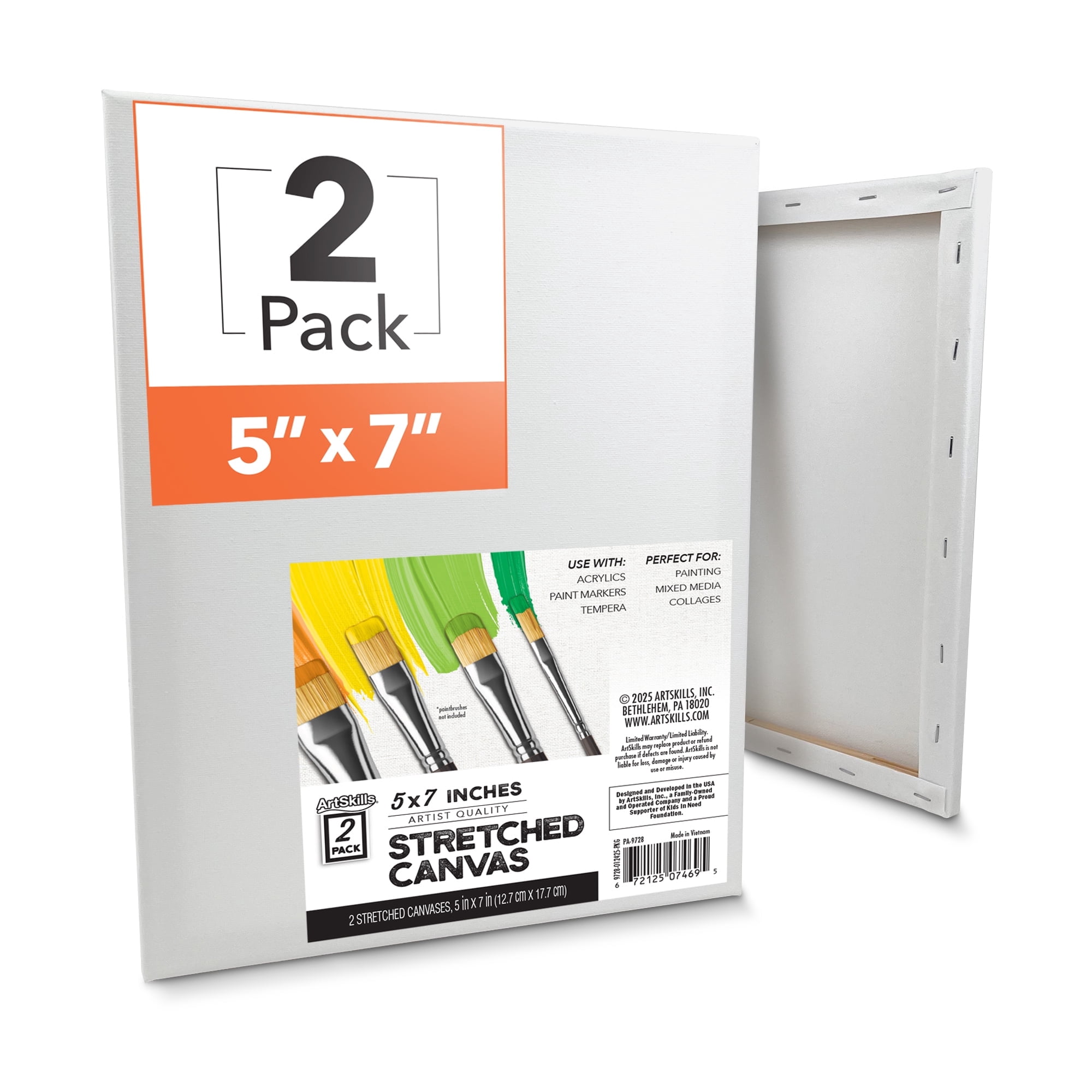 ArtSkills Stretched Canvases for Painting, 5x7 Canvas Painting Supplies ...
