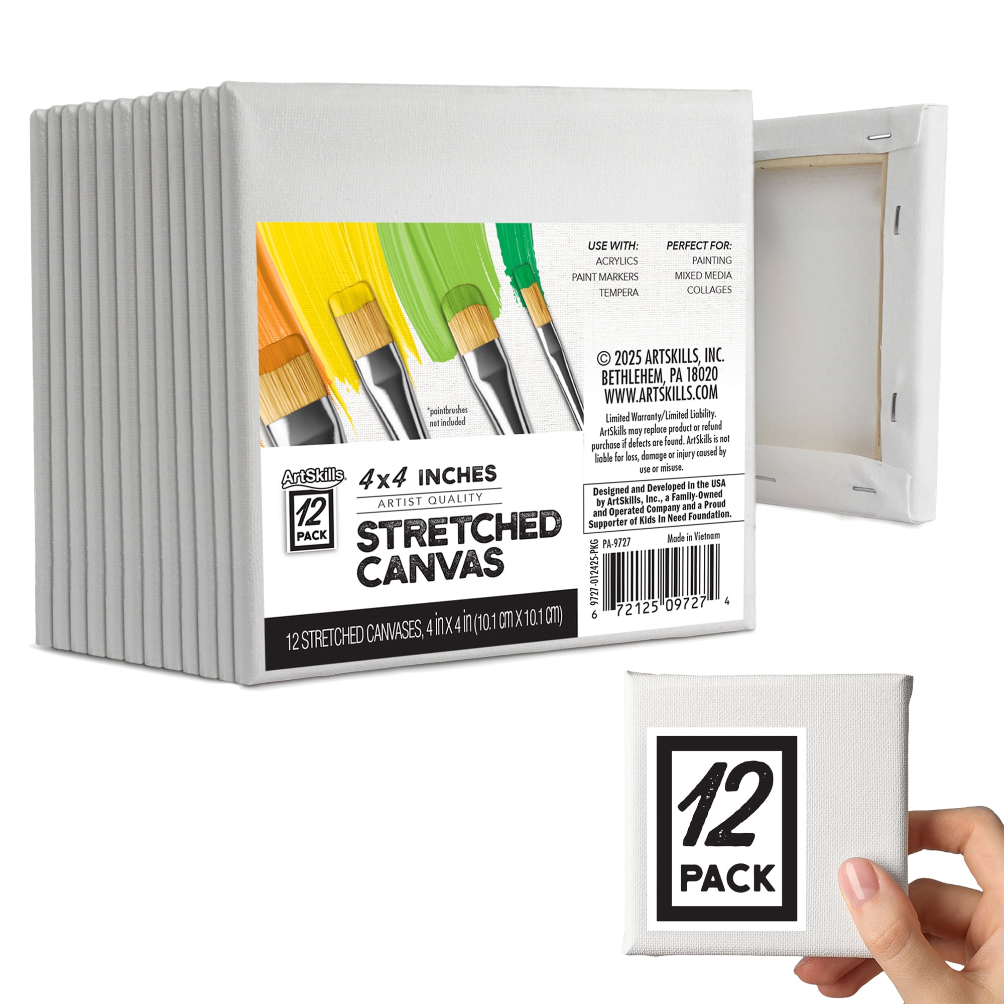 ArtSkills Stretched Mini Canvases for Painting, 4x4 Canvas Painting ...