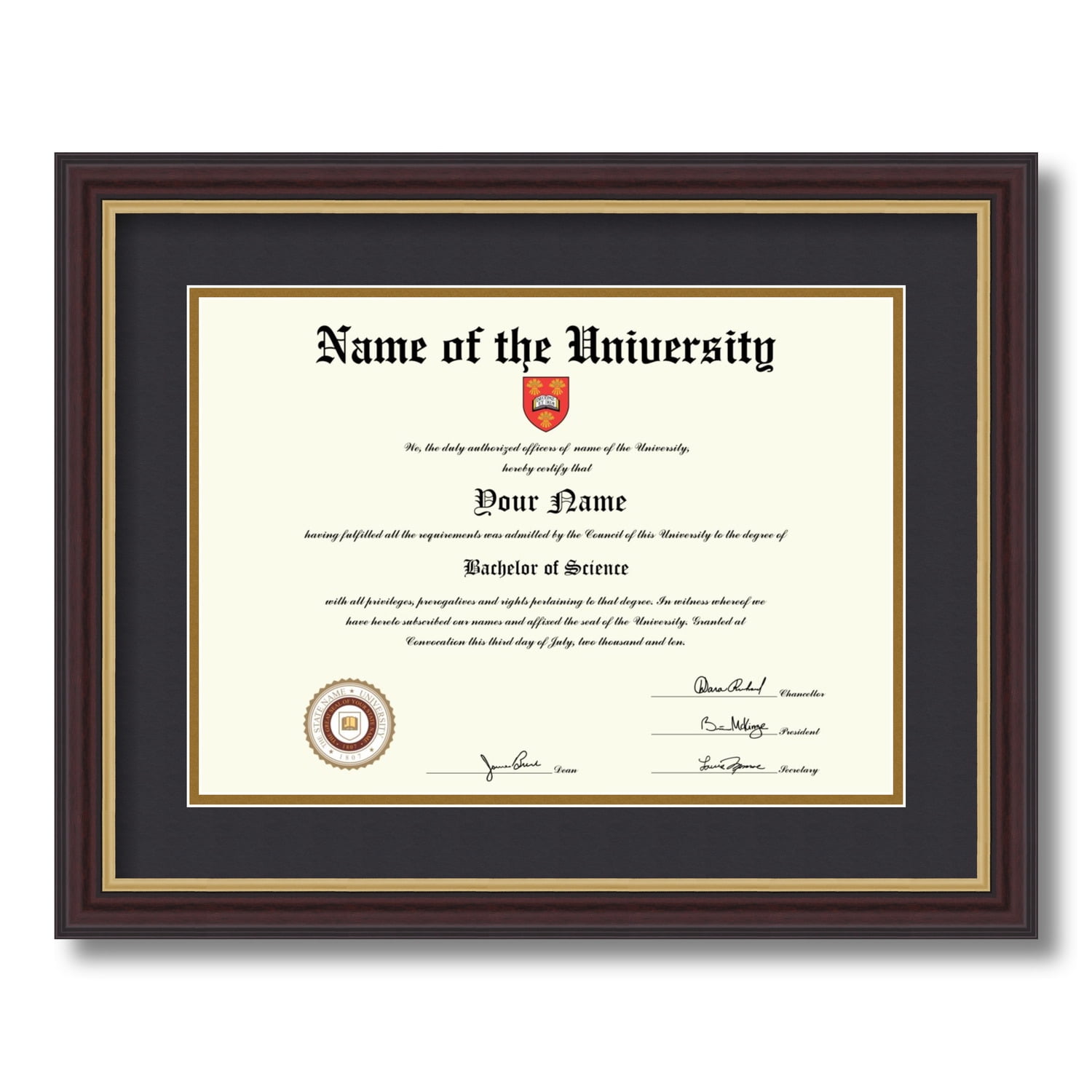 ArtToFrames 10x14 inch Diploma Frame - Framed in Mahogany and Gold ...