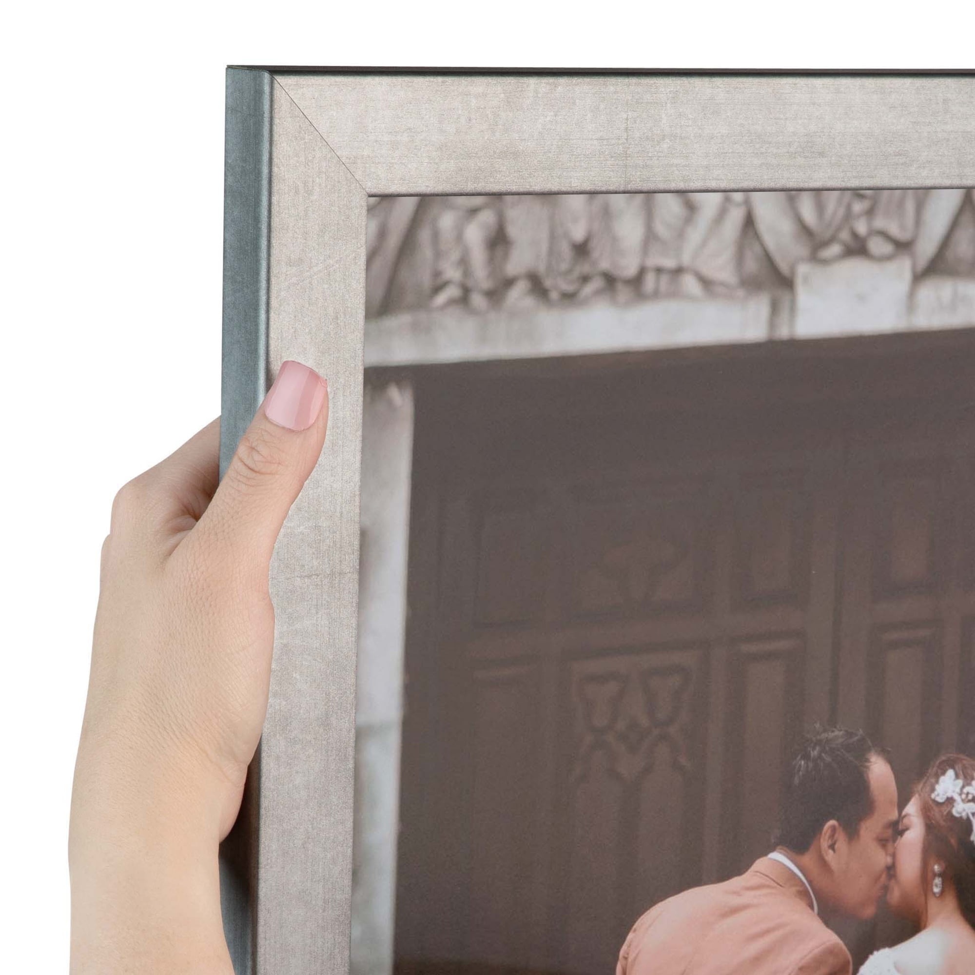 ArtToFrames 11x13 inch Muted Cold Silver Picture Frame, Silver MDF ...