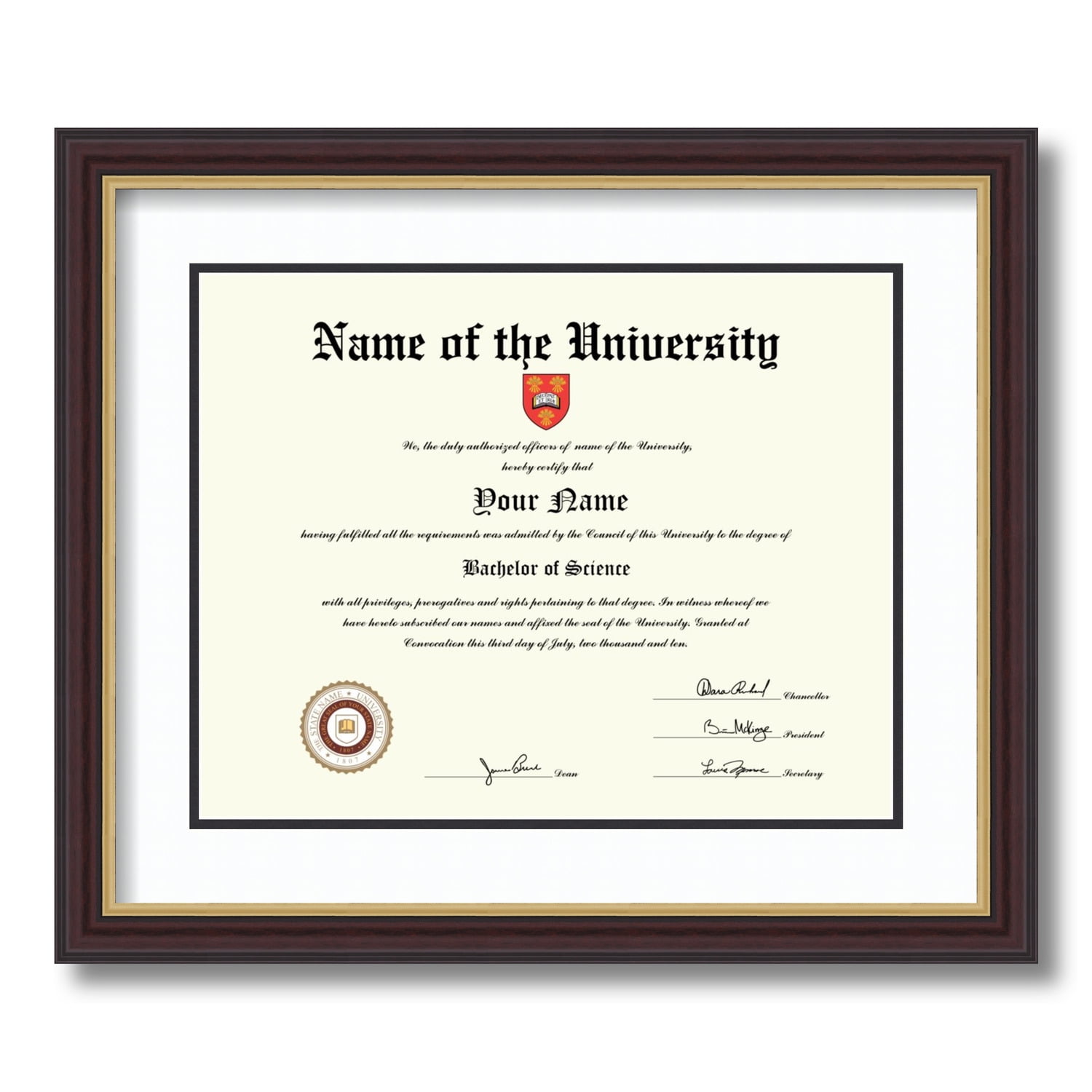 ArtToFrames 11x14 Diploma Frame - Framed in Mahogany and Gold Slope ...
