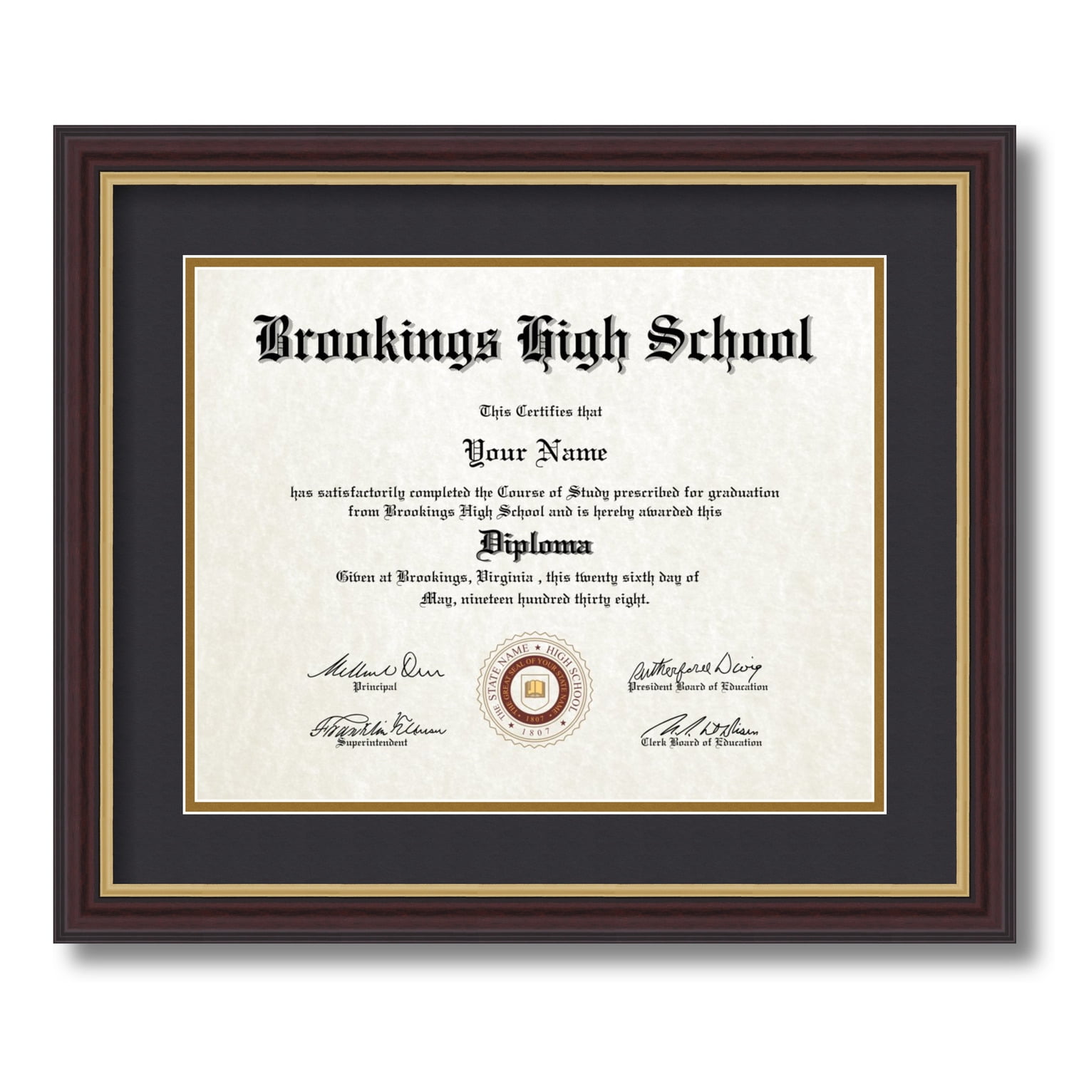ArtToFrames 11x14 inch Diploma Frame - Framed in Mahogany and Gold ...