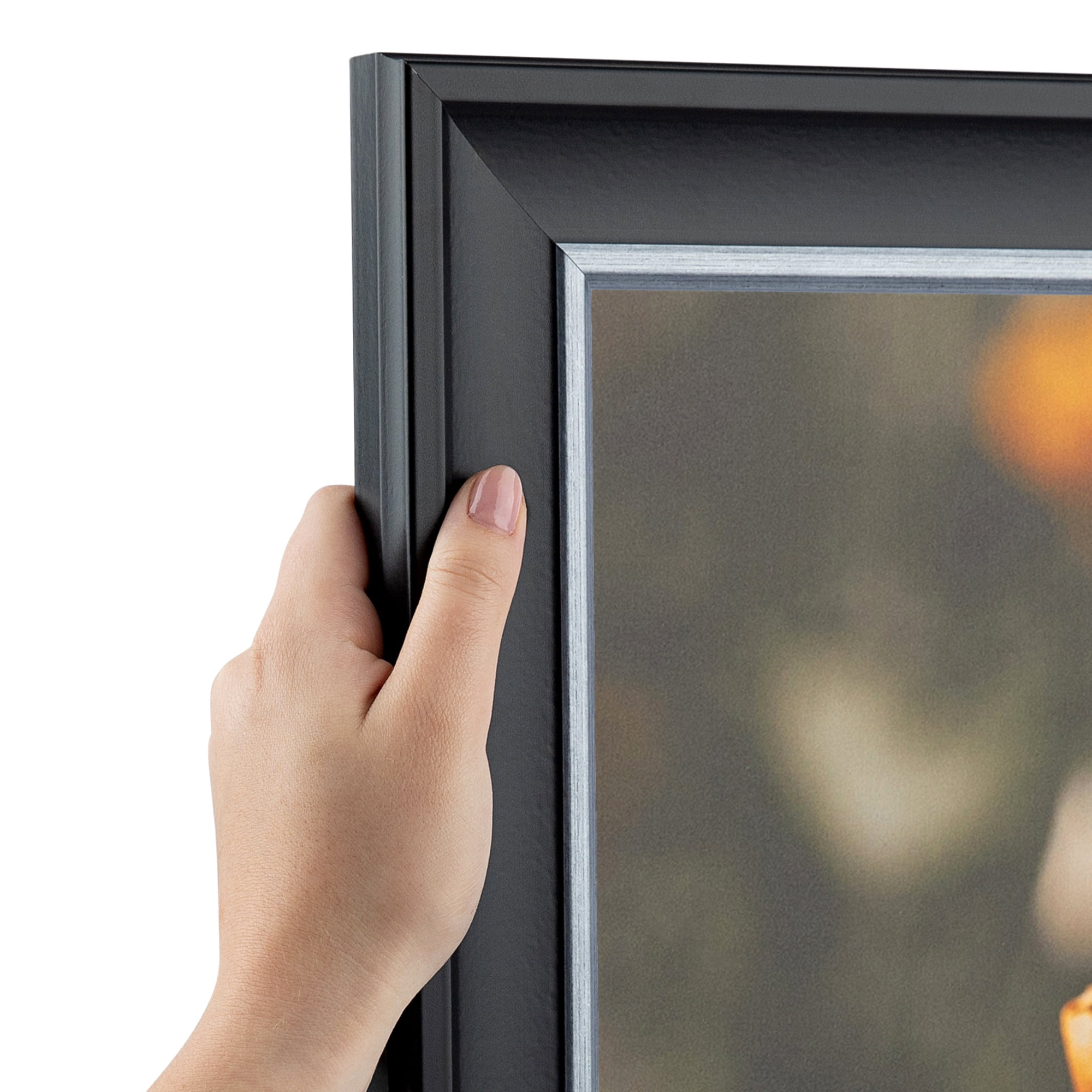 ArtToFrames 12" x 12" Black Velvet with Silver - 2 Picture Frame, 12x12 ...