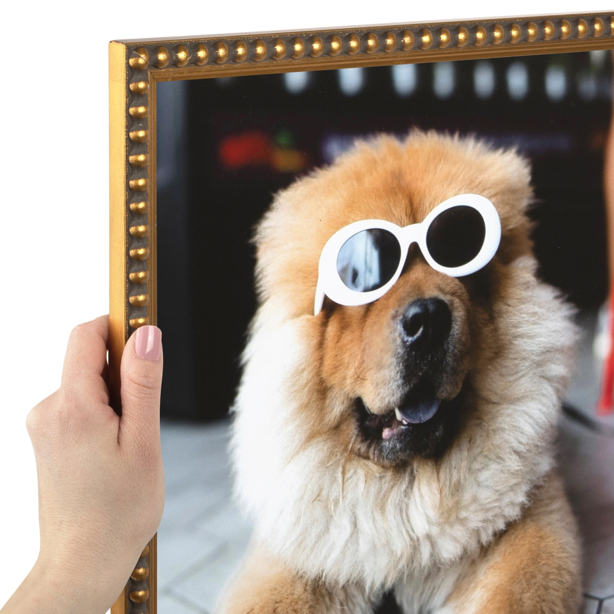 ArtToFrames 12" x 16" Gold Leaf with Bead Compo Picture Frame, 12x16 ...