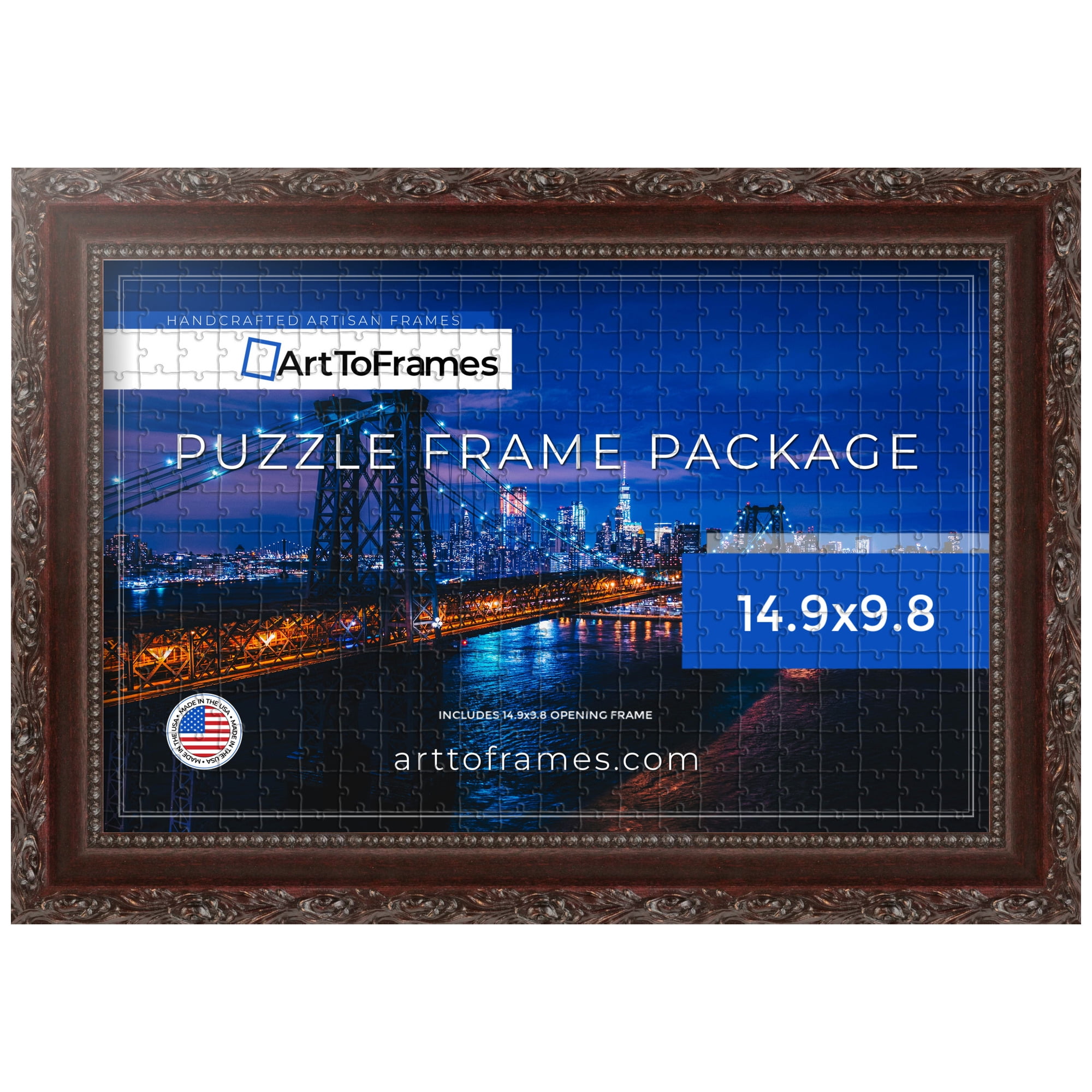 ArtToFrames 14.9x9.8 Inch - 38x25 CM Brown Puzzle Frame for 100 piece ...