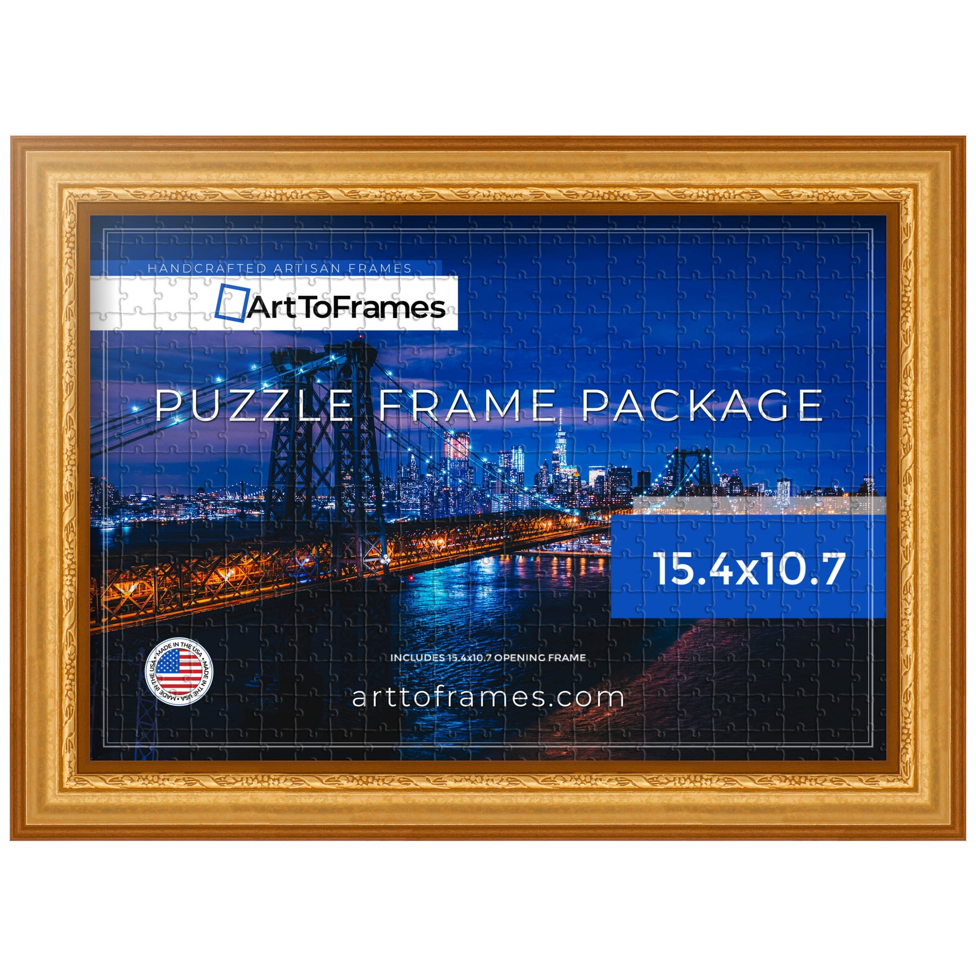 ArtToFrames 15.4x10.7 Inch - 39x27 CM Gold Puzzle Frame for 300 piece ...