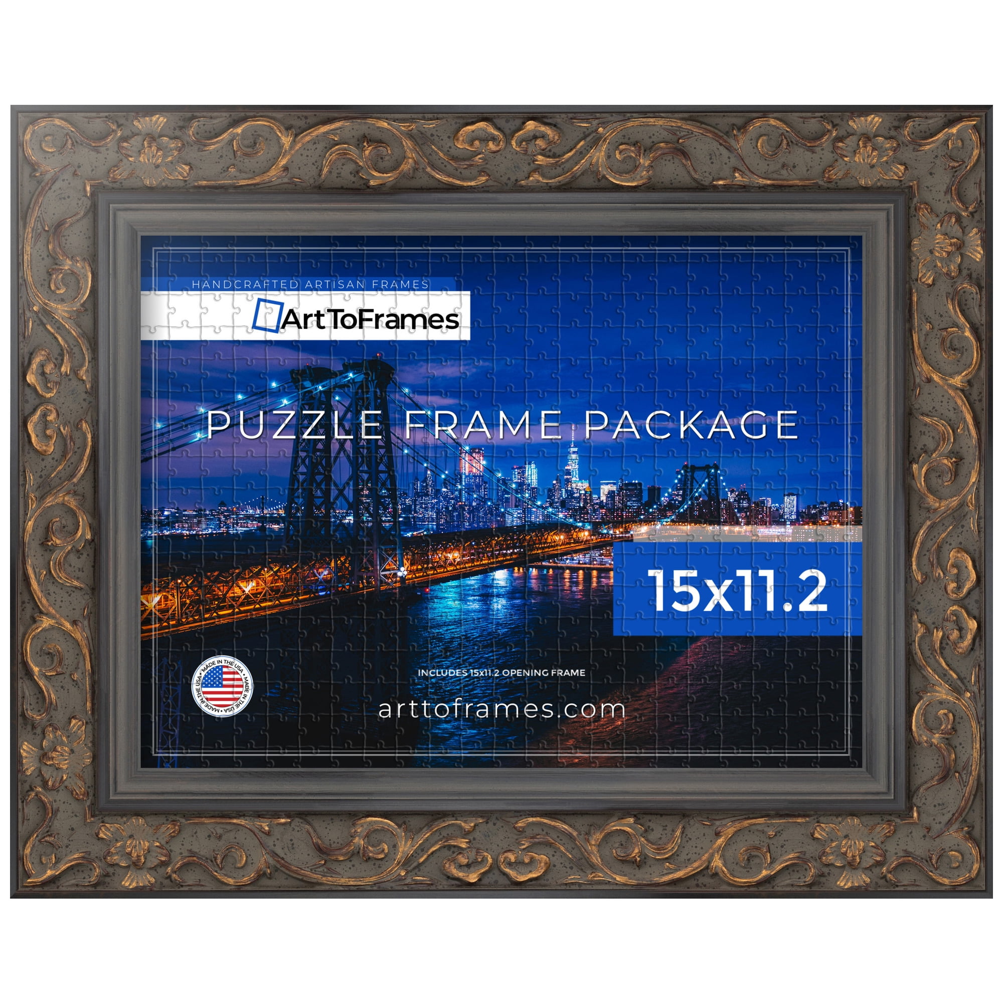 ArtToFrames 15x11.2 Inch - 28.5x38 CM Gold Puzzle Frame for 100 piece ...