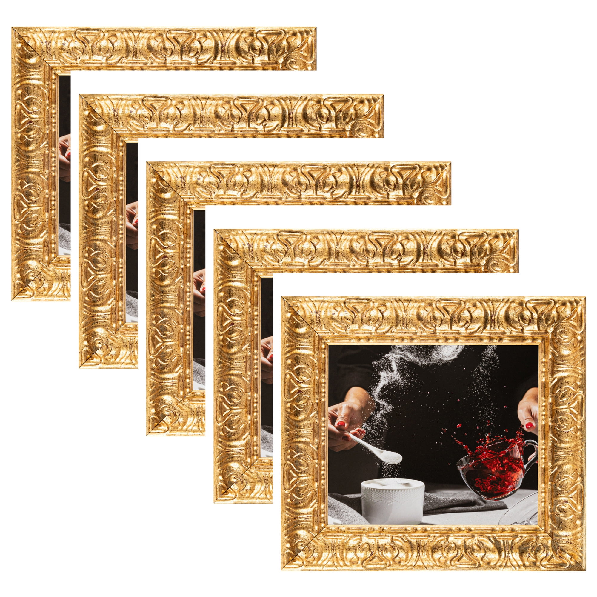 ArtToFrames 16" x 16" Antique Floral Gold Picture Frame, 16x16 inch ...