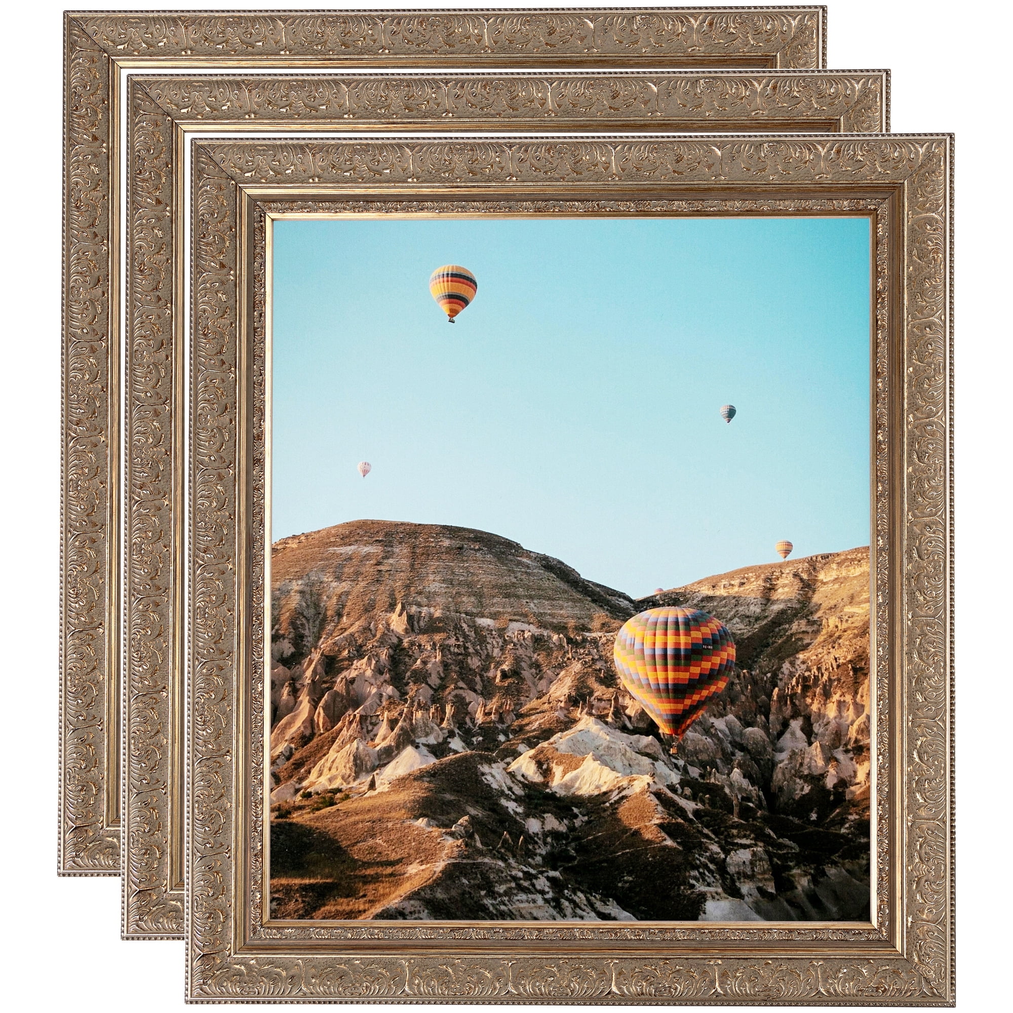 ArtToFrames 16" x 19" Ornate Silver with Bead Picture Frame, 16x19 inch ...