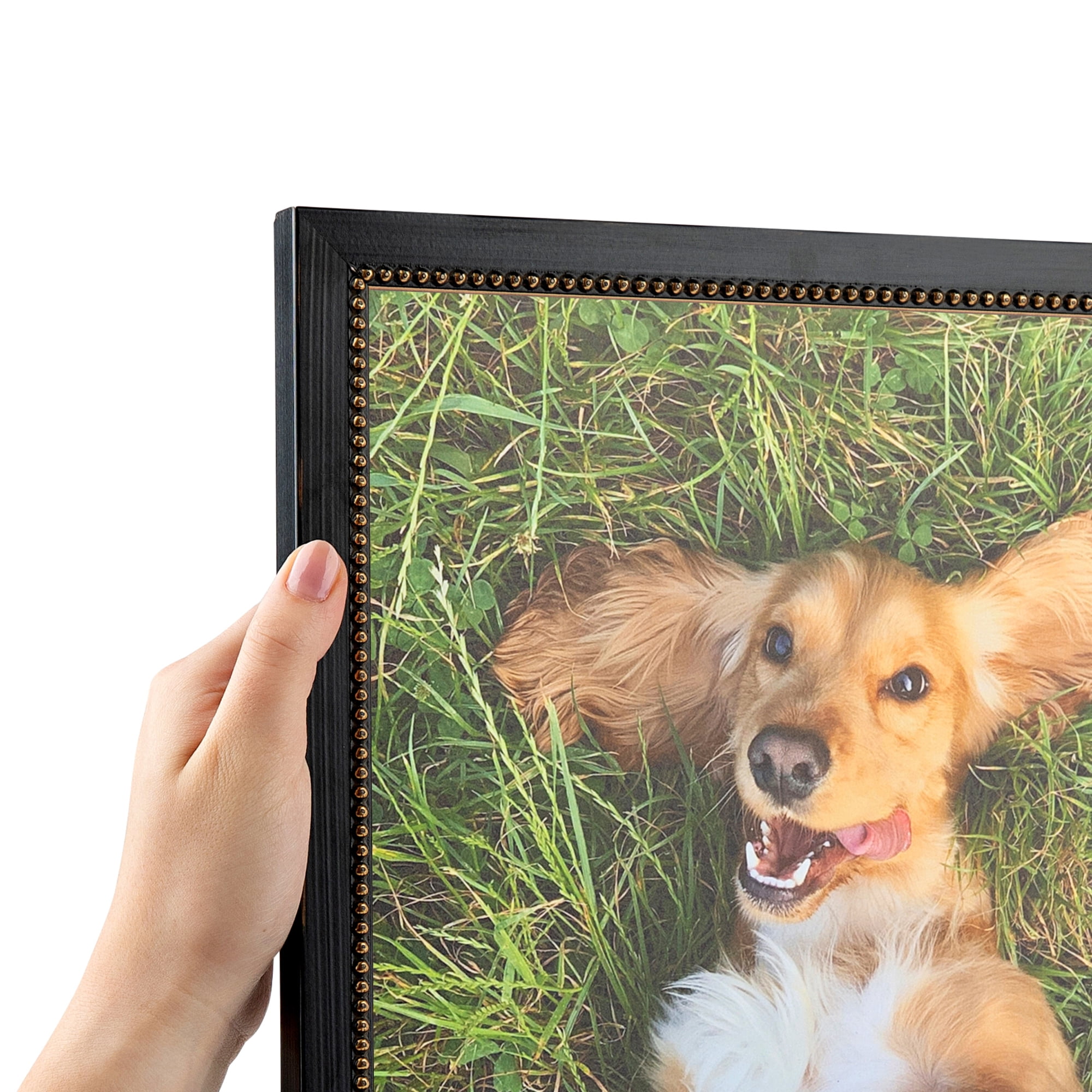 ArtToFrames 16" x 20" Black Square with Gold Beads Picture Frame, 16x20 ...