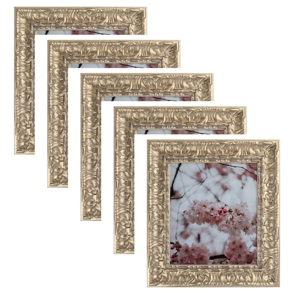 ArtToFrames 16" x 34" Antique Floral Silver Picture Frame, 16x34 inch ...