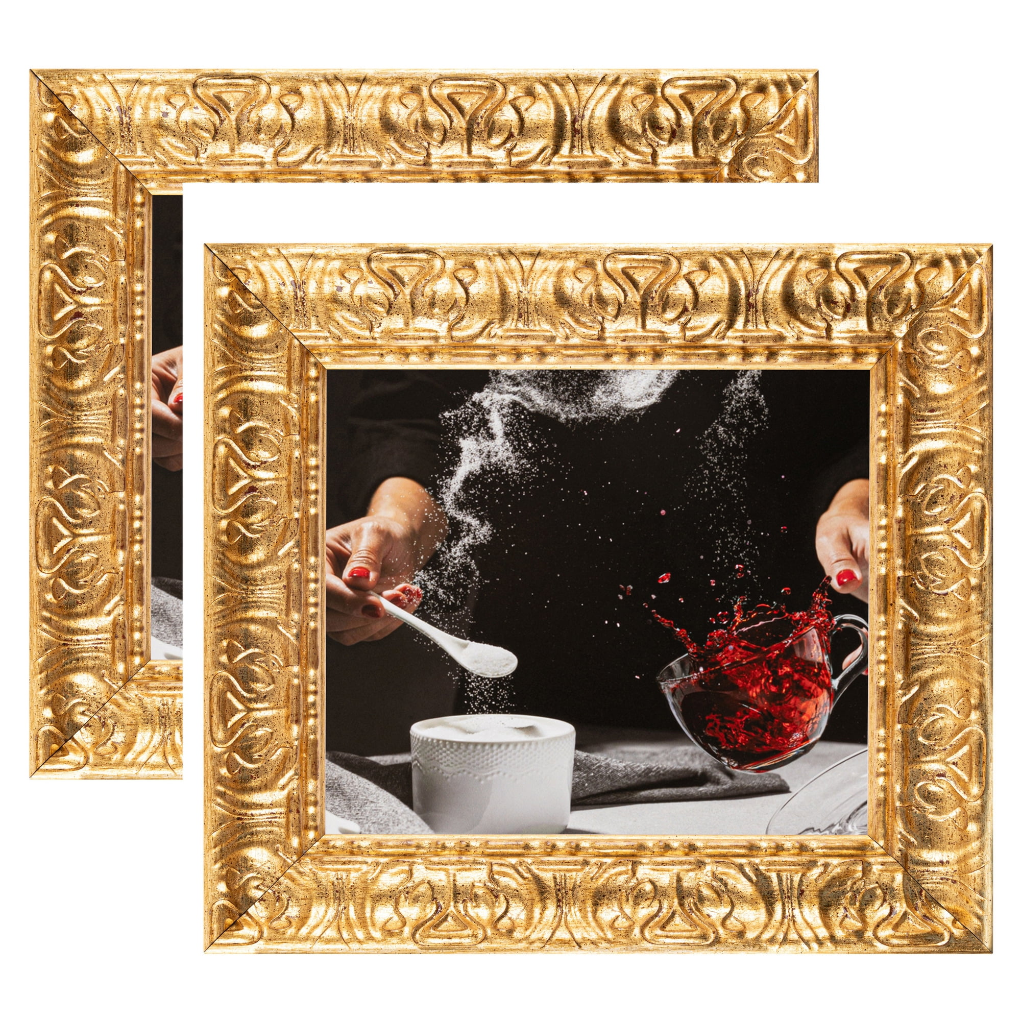 ArtToFrames 17" x 17" Antique Floral Gold Picture Frame, 17x17 inch ...