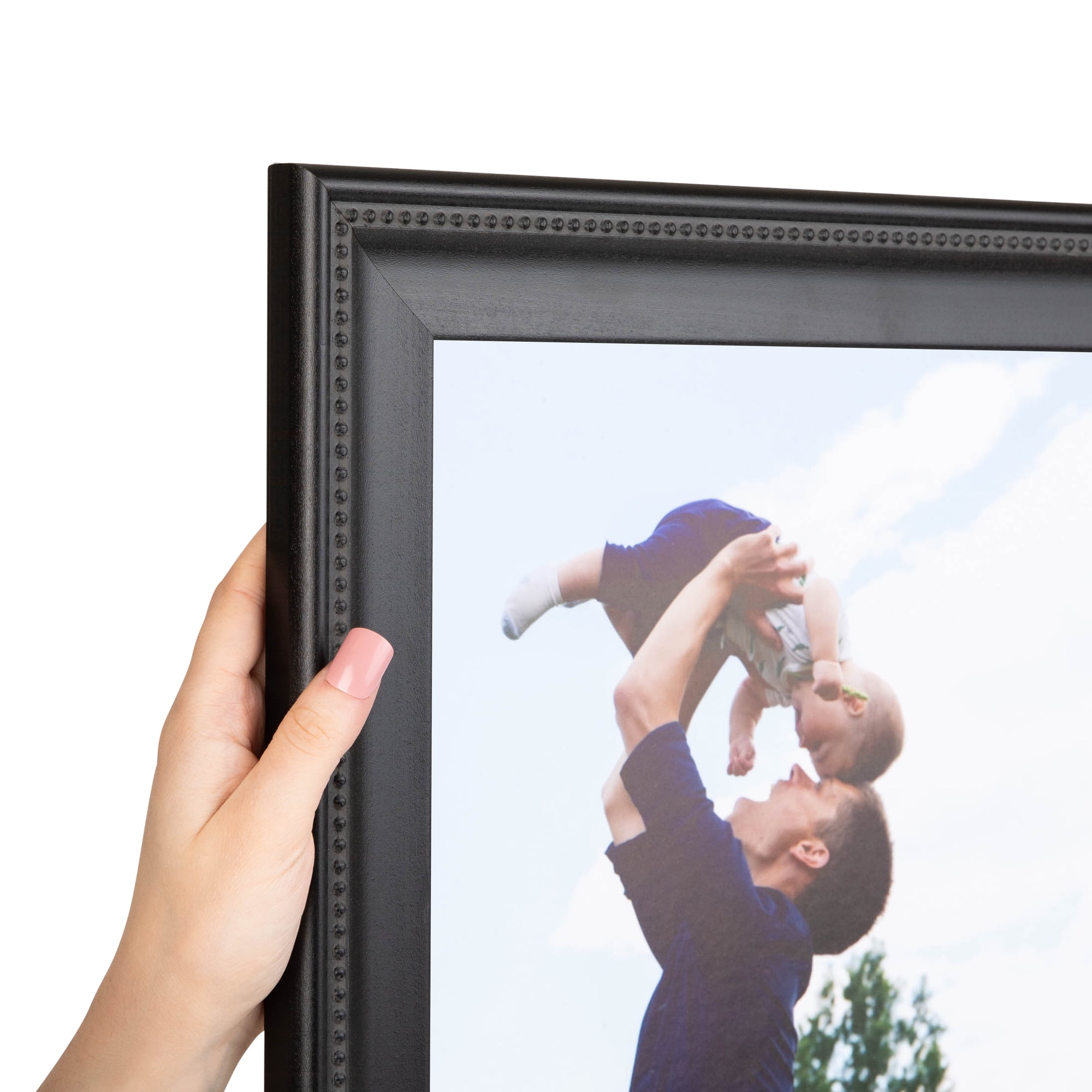 ArtToFrames 17" x 47" Matte Black with Beads Picture Frame, 17x47 inch ...