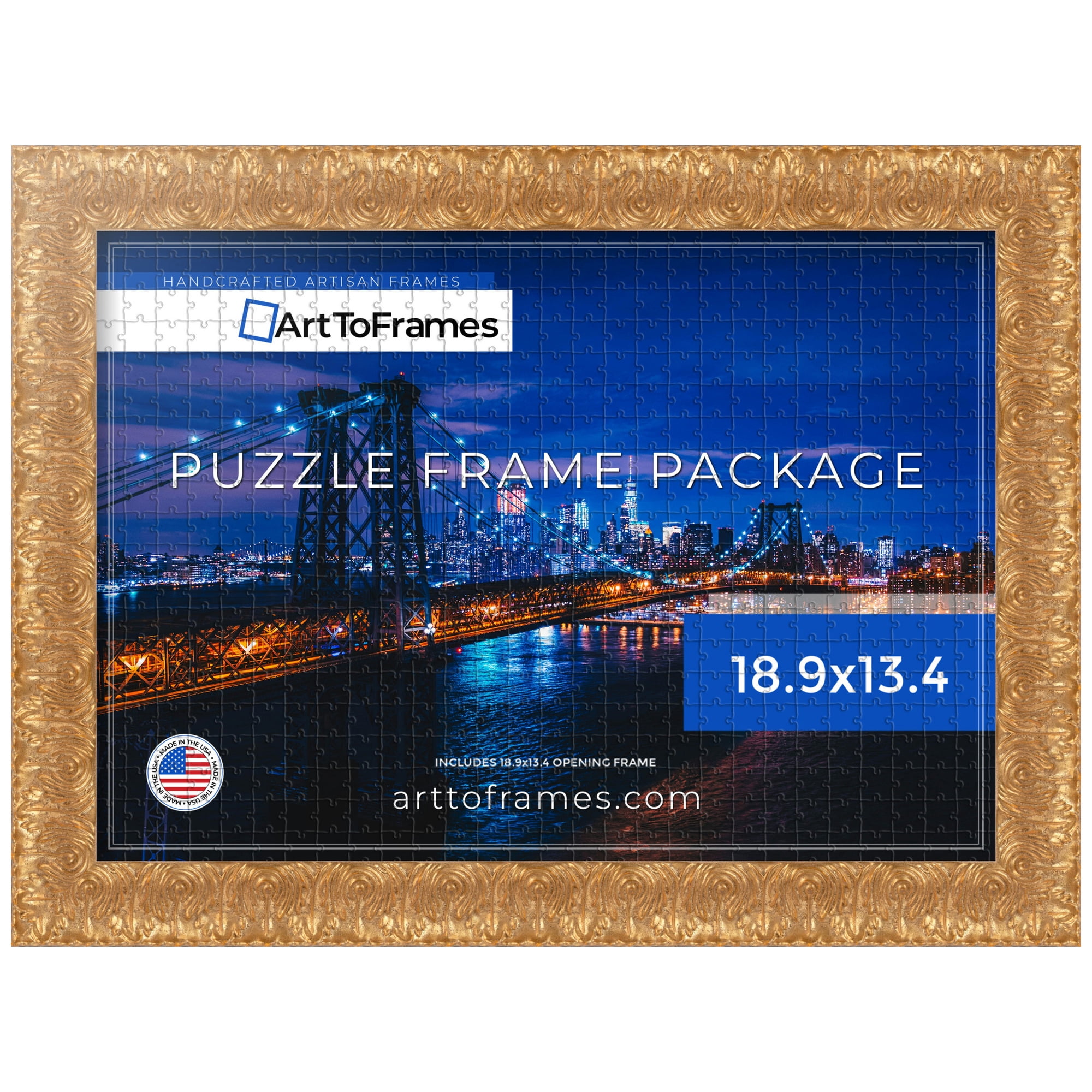 ArtToFrames 18.9x13.4 Inch - 48x34 CM Gold Puzzle Frame for 500 piece ...