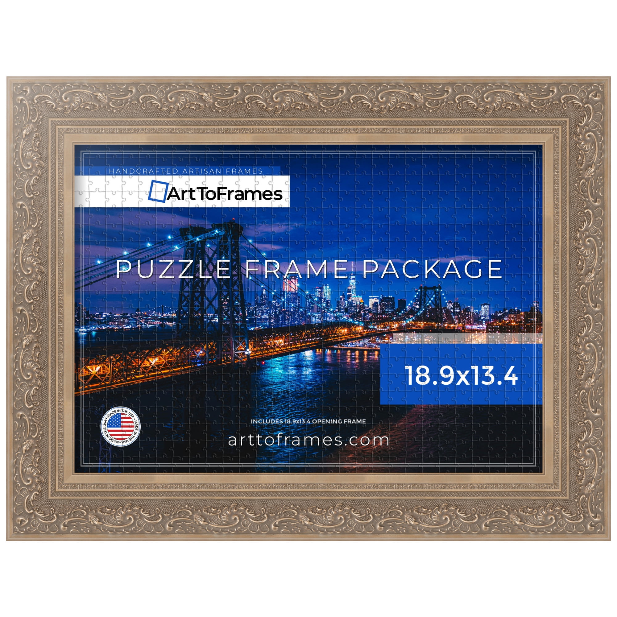 ArtToFrames 18.9x13.4 Inch - 48x34 CM Gold Puzzle Frame for 500 piece ...