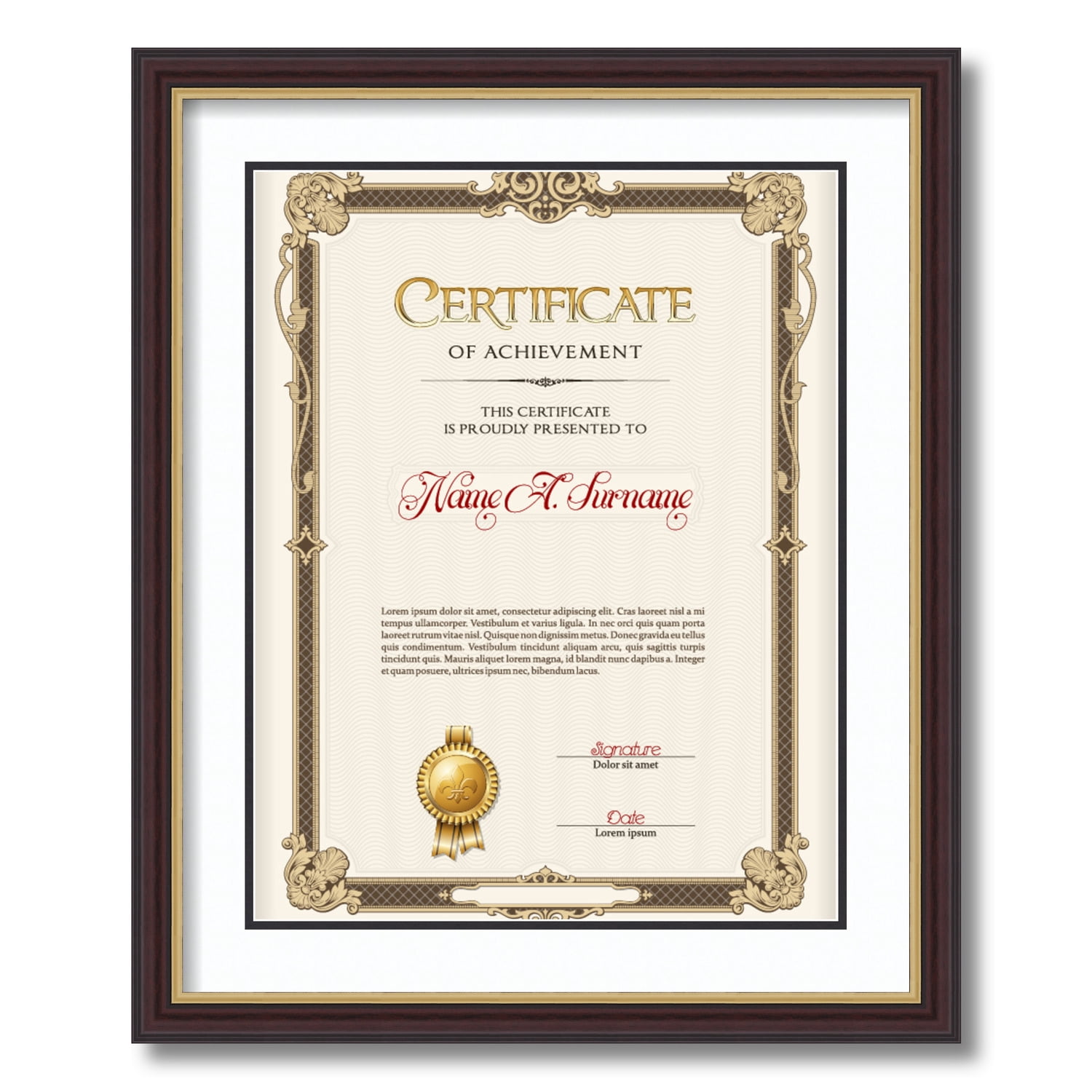 ArtToFrames 18x14 Diploma Frame - Framed in Mahogany and Gold Slope ...
