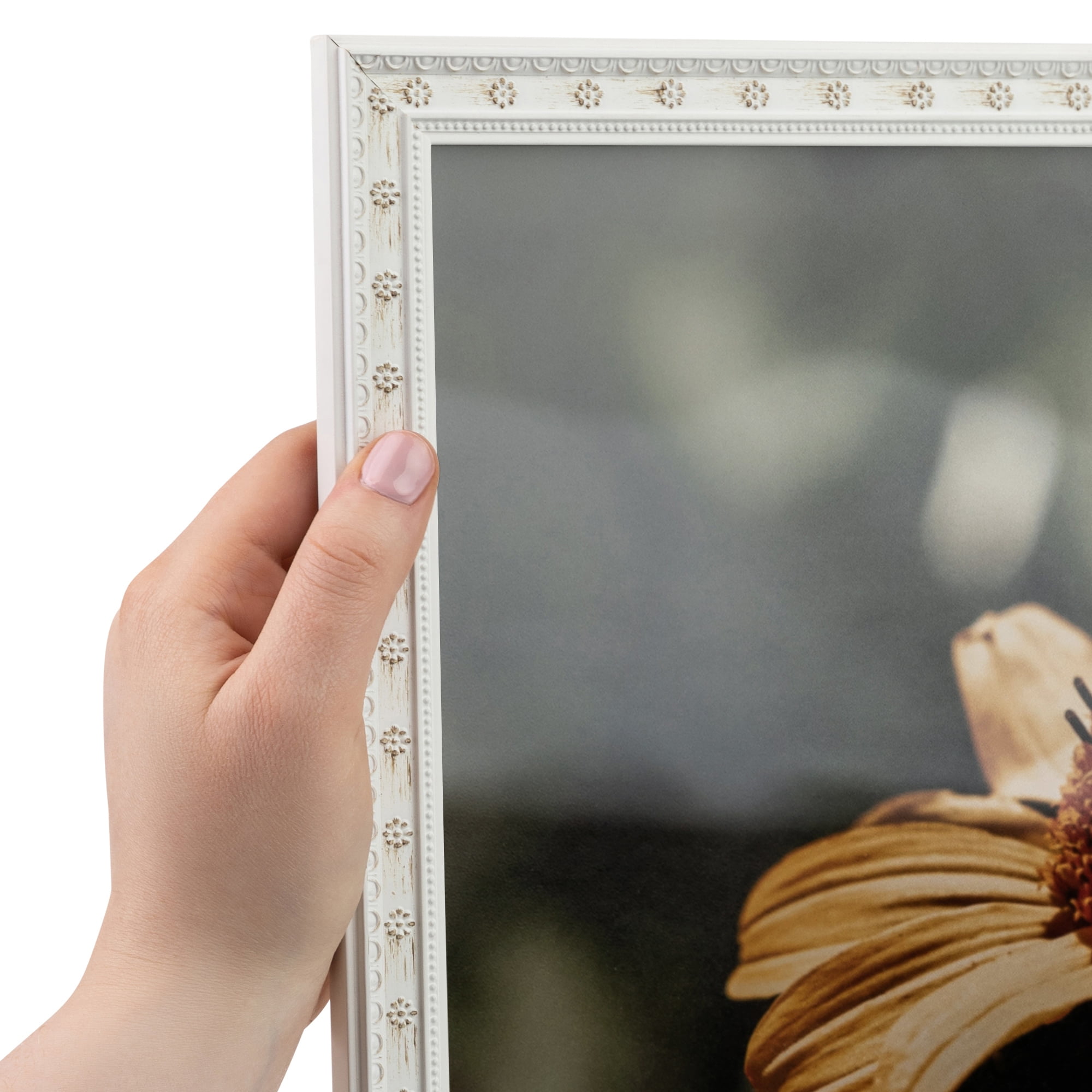 ArtToFrames 23" x 37" White Square Star Emboss Picture Frame, 23x37 ...