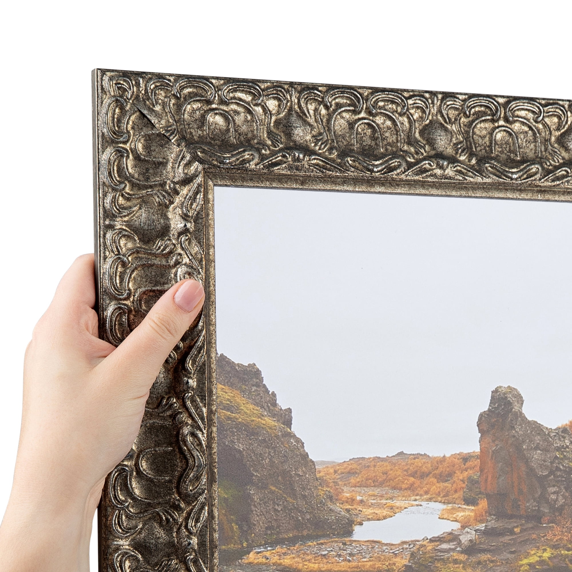 ArtToFrames 24" x 32" Silver Ornate Reverse Picture Frame, 24x32 inch ...