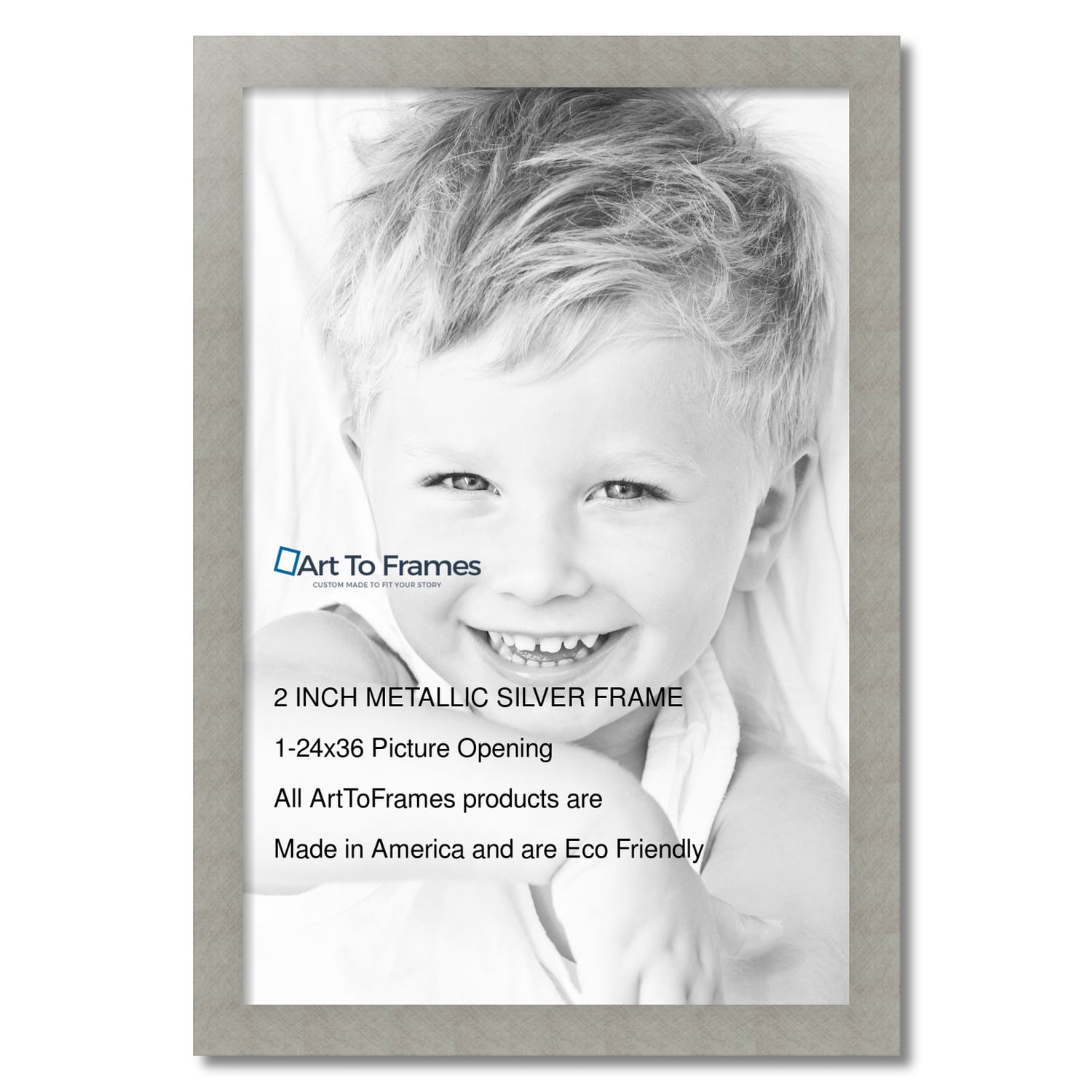 ArtToFrames 24" x 36" Metallic Deco Silver Picture Frame, 24x36 inch ...