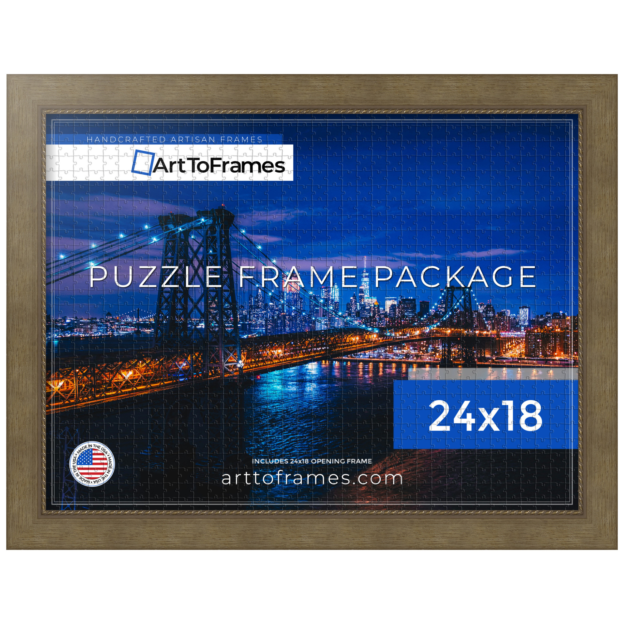ArtToFrames 24x18 Inch - 61x46 CM Gold Puzzle Frame for 300 piece ...