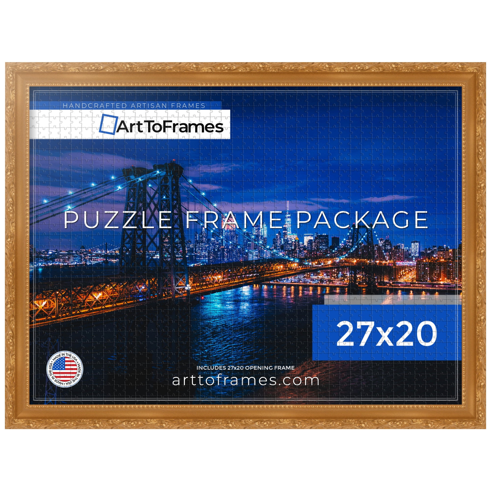 ArtToFrames 27x20 Inch - CM Gold Puzzle Frame for 2000 piece Puzzles.1. ...