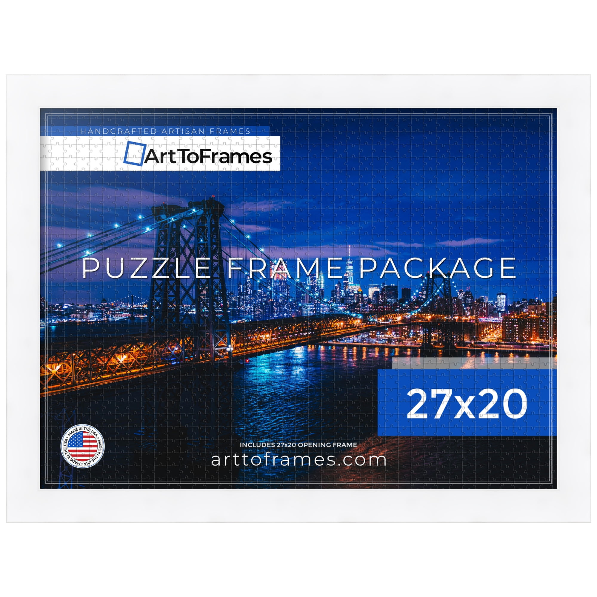 ArtToFrames 27x20 Inch - CM White Puzzle Frame for 2000 piece Puzzles.1 ...