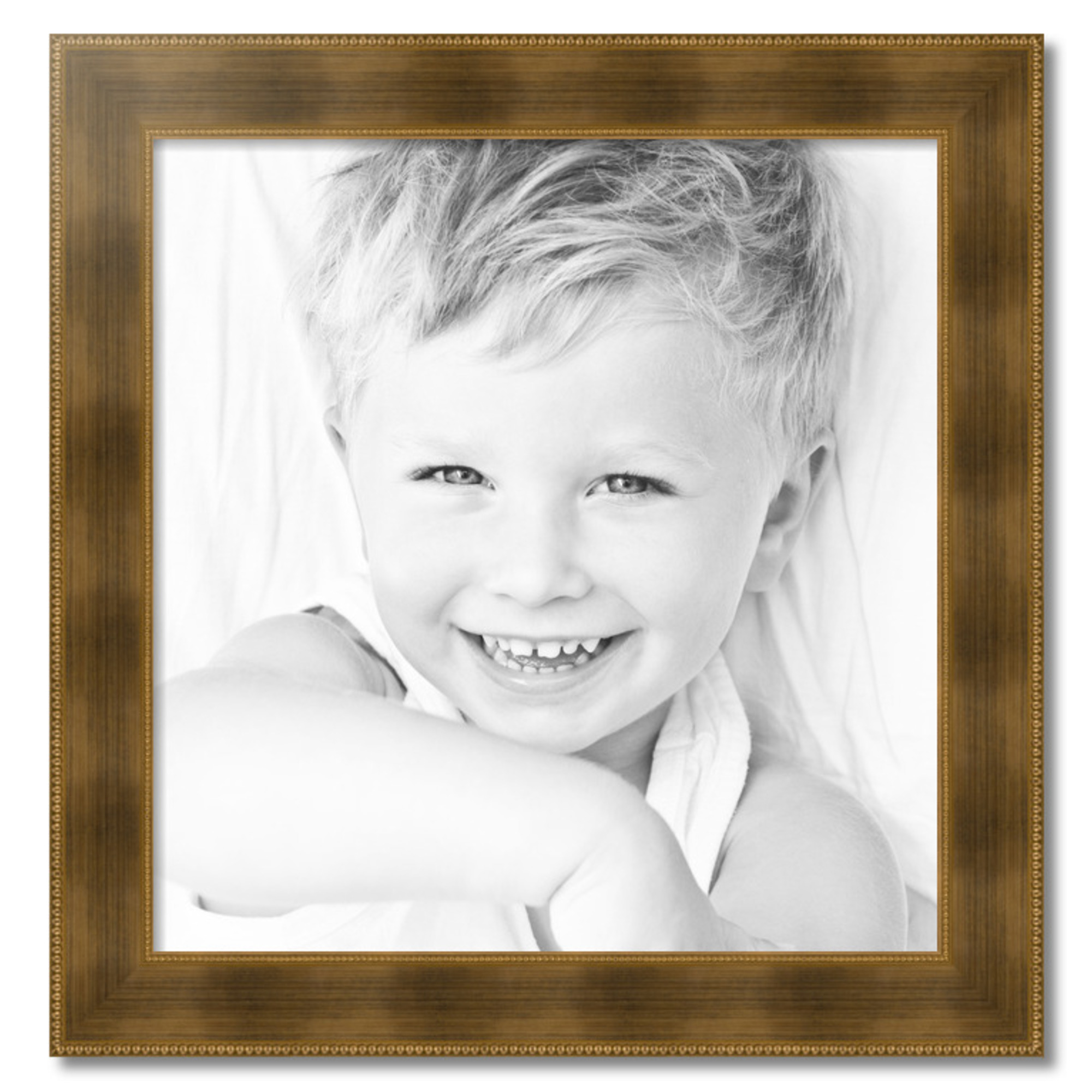 ArtToFrames 28" x 29" Streaked Gold with Beeds Picture Frame, 28x29 ...