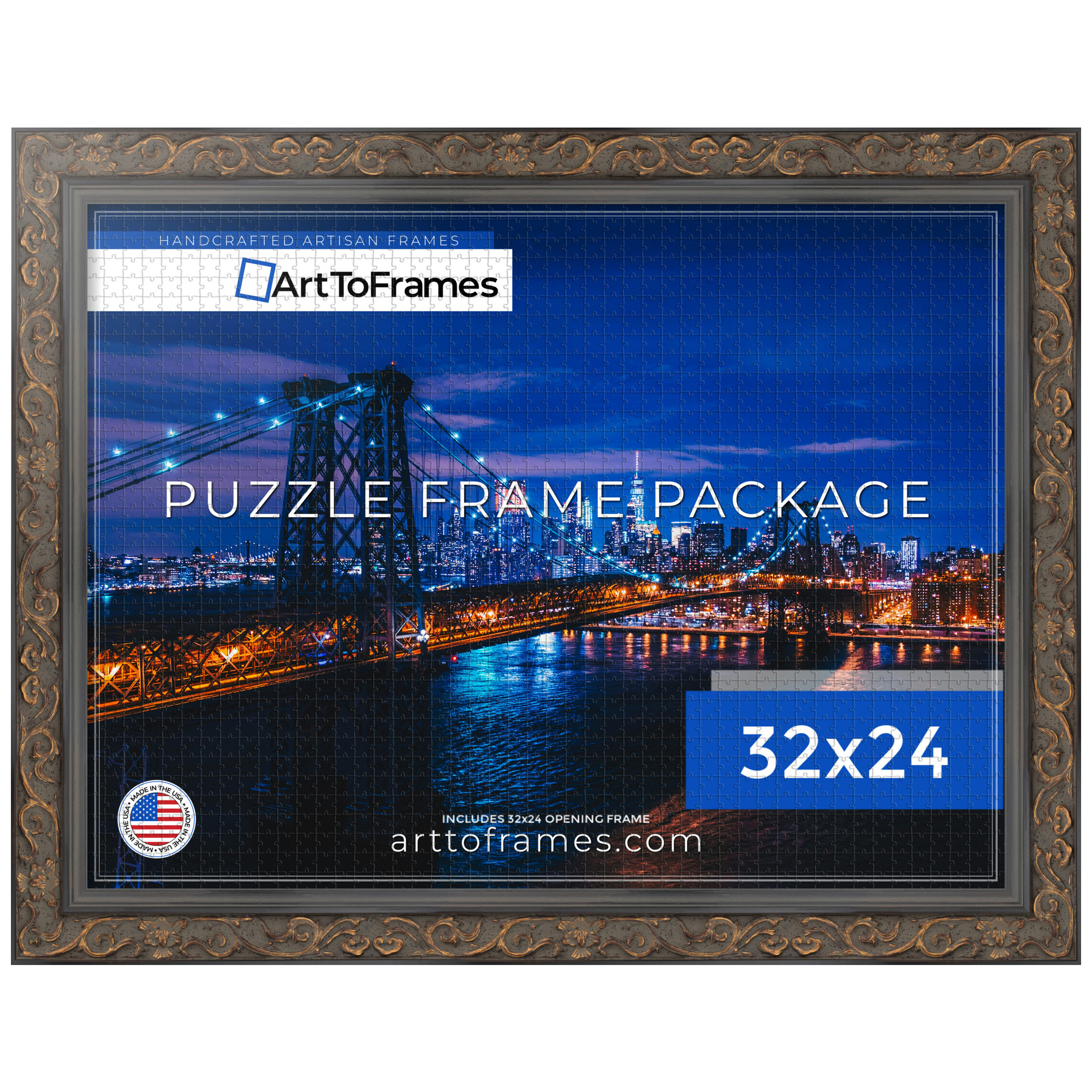 ArtToFrames 32x24 Inch - 81.28x60.96 CM Gold Puzzle Frame for 1500 ...