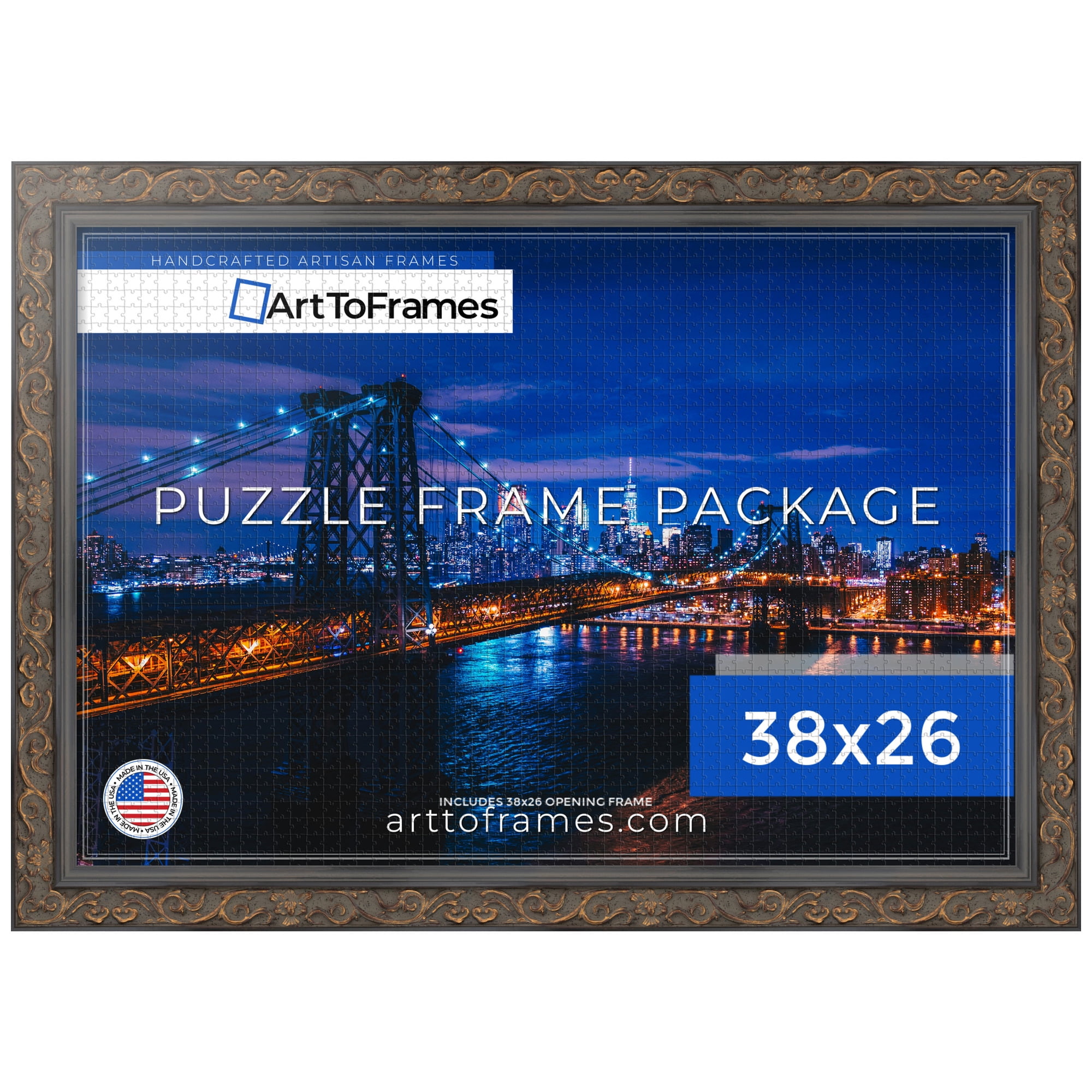 ArtToFrames 38x26 Inch - 97x66 CM Gold Puzzle Frame for 2000 piece ...