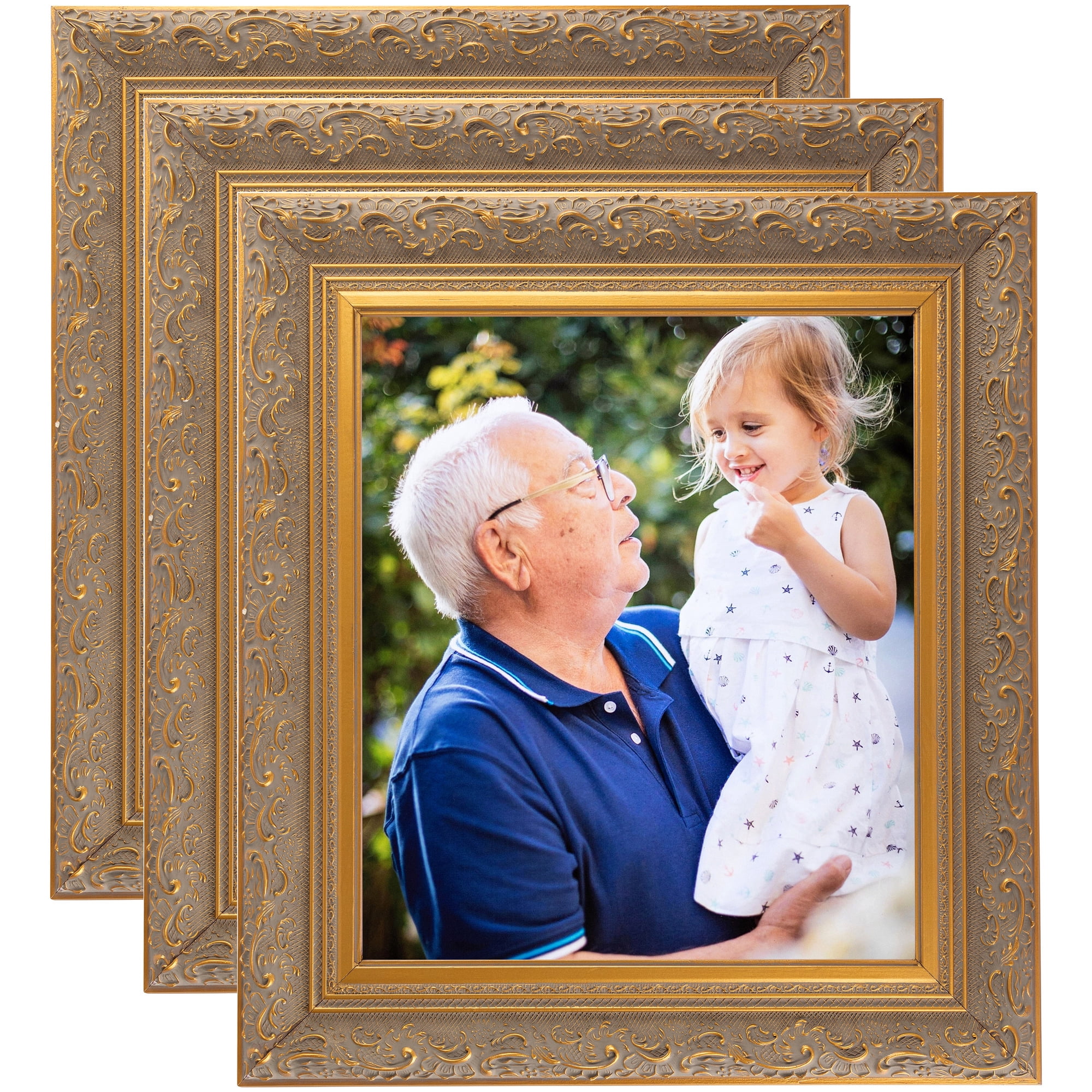 ArtToFrames 4" x 21" Majestic Gold Picture Frame, 4x21 inch Silver Wood ...