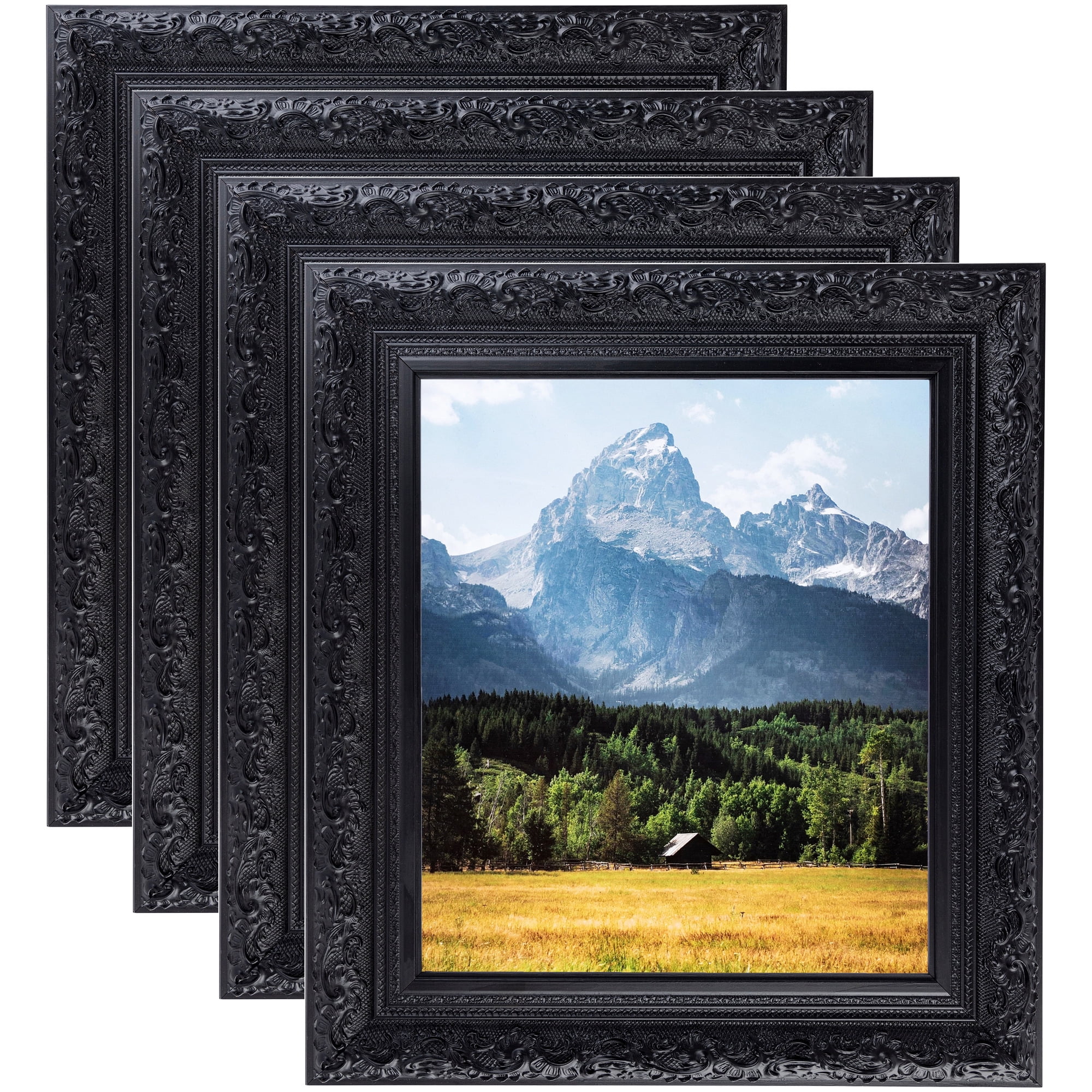 ArtToFrames 4" x 7" Majestic Black Picture Frame, 4x7 inch Black Wood ...